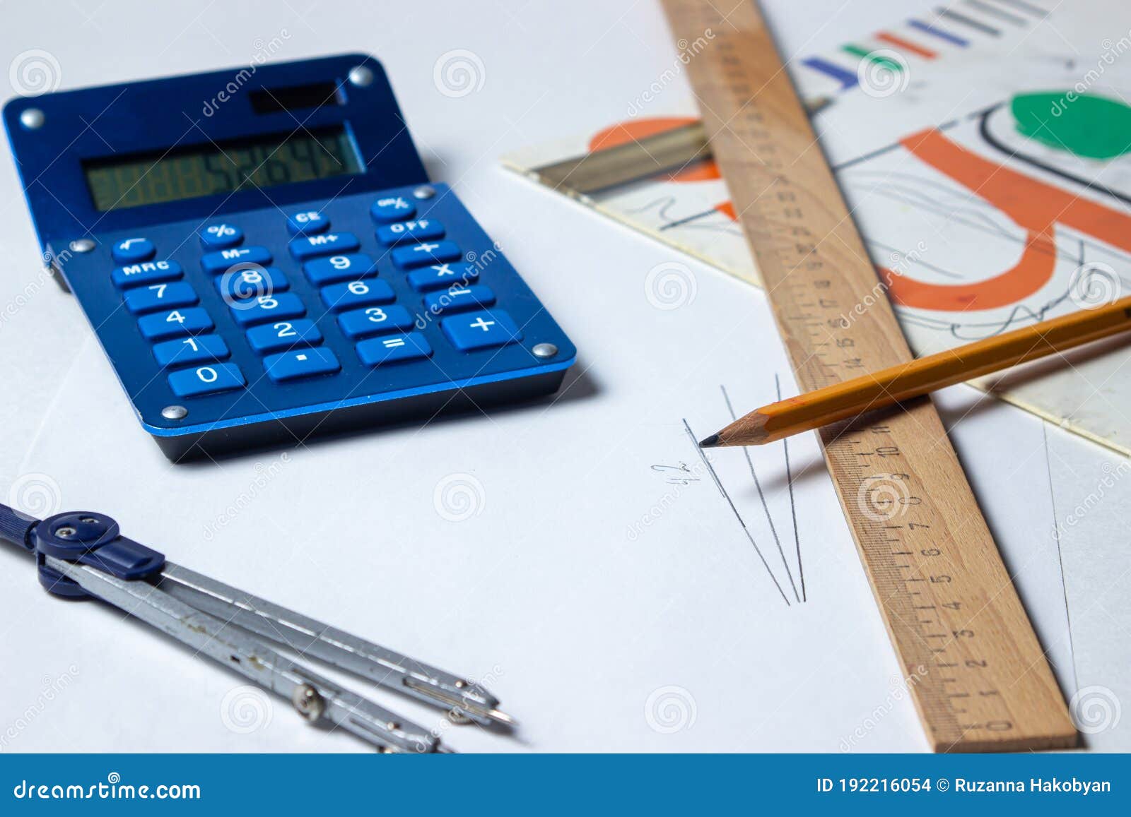 Calculations. Engineering Calculation. Creation of Drawings Stock Photo ...