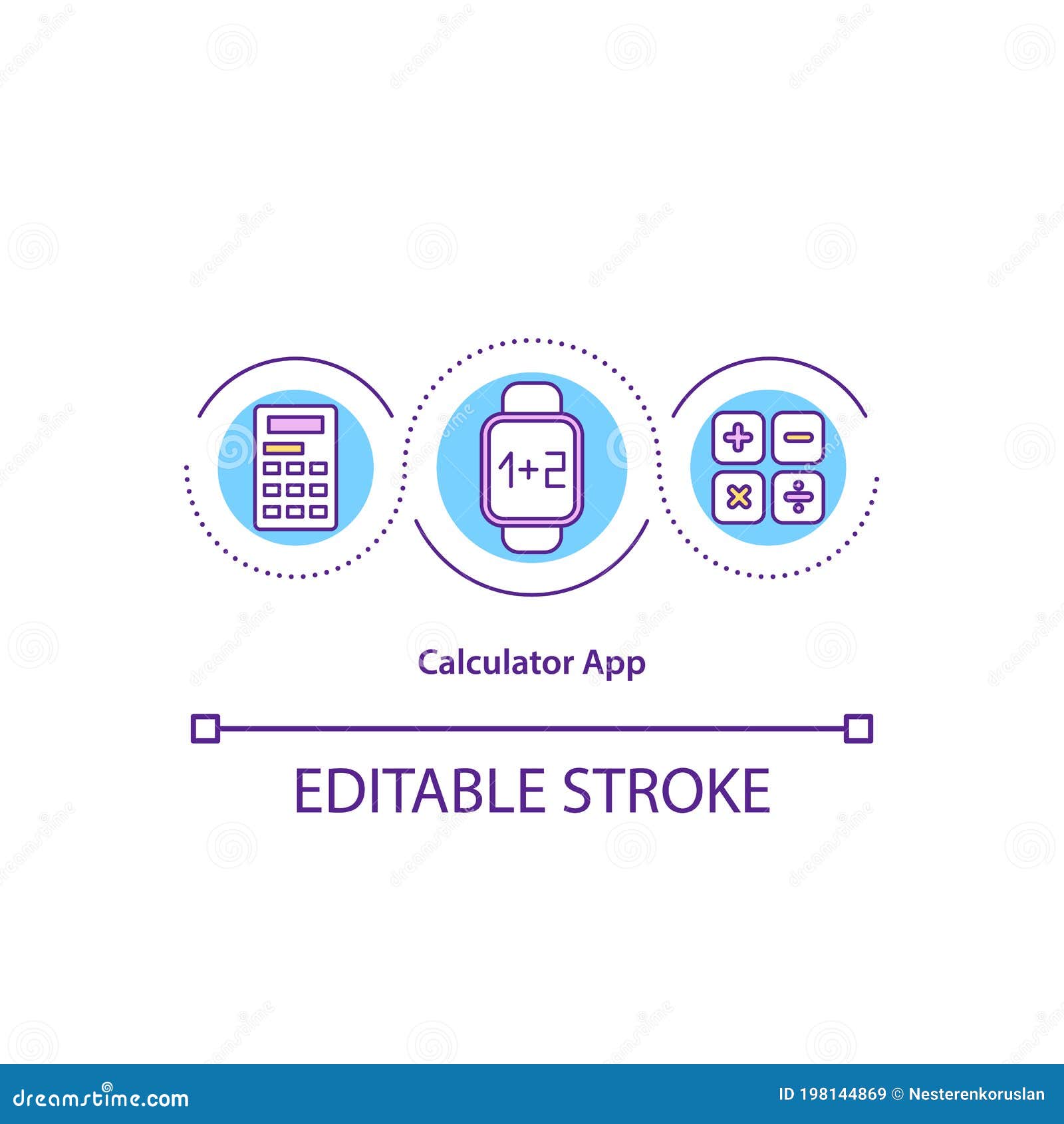 Calculator App Concept Icon Stock Vector - Illustration of lineart ...