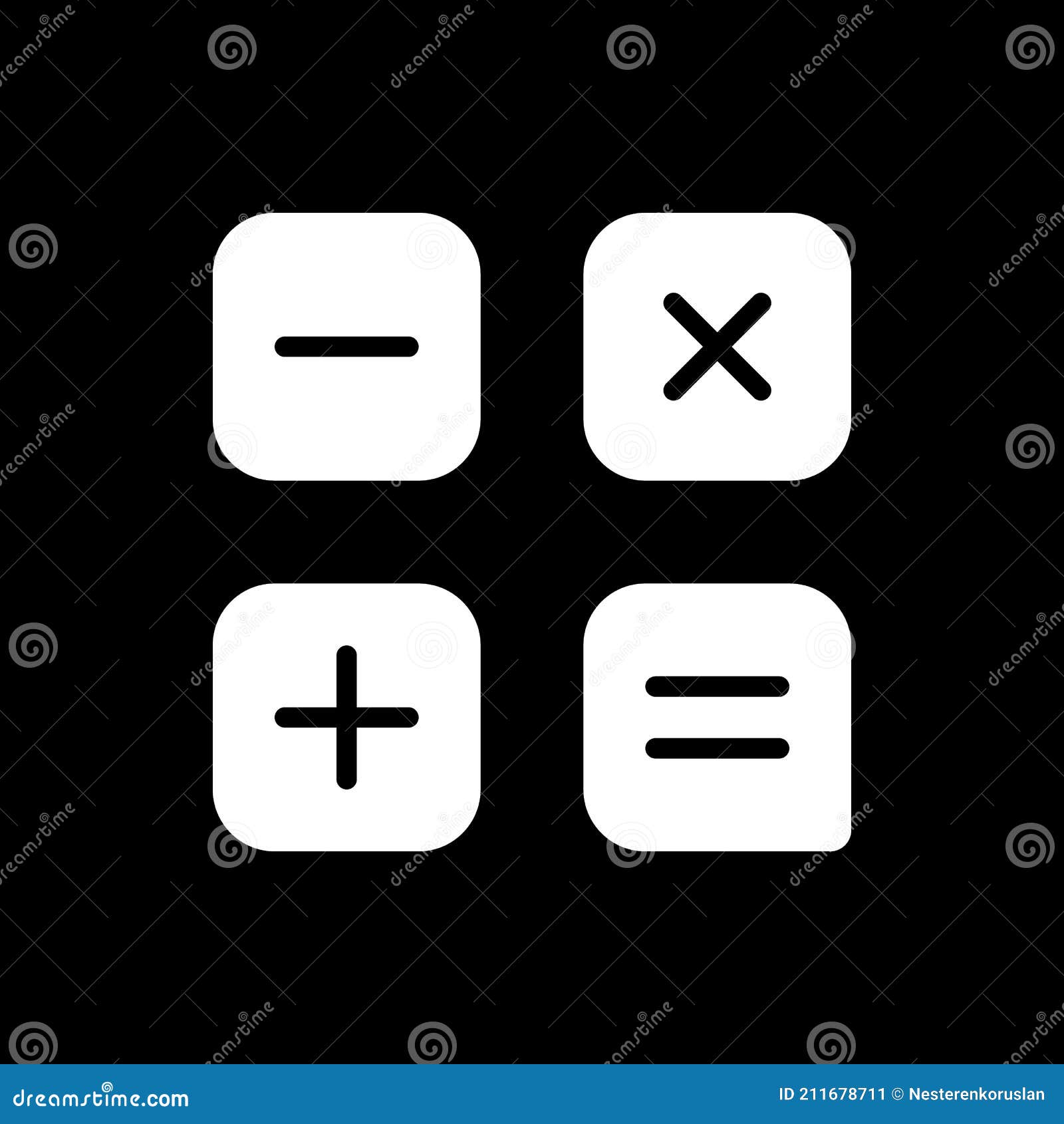 Calculator App Dark Mode Glyph Icon Stock Vector - Illustration of ...