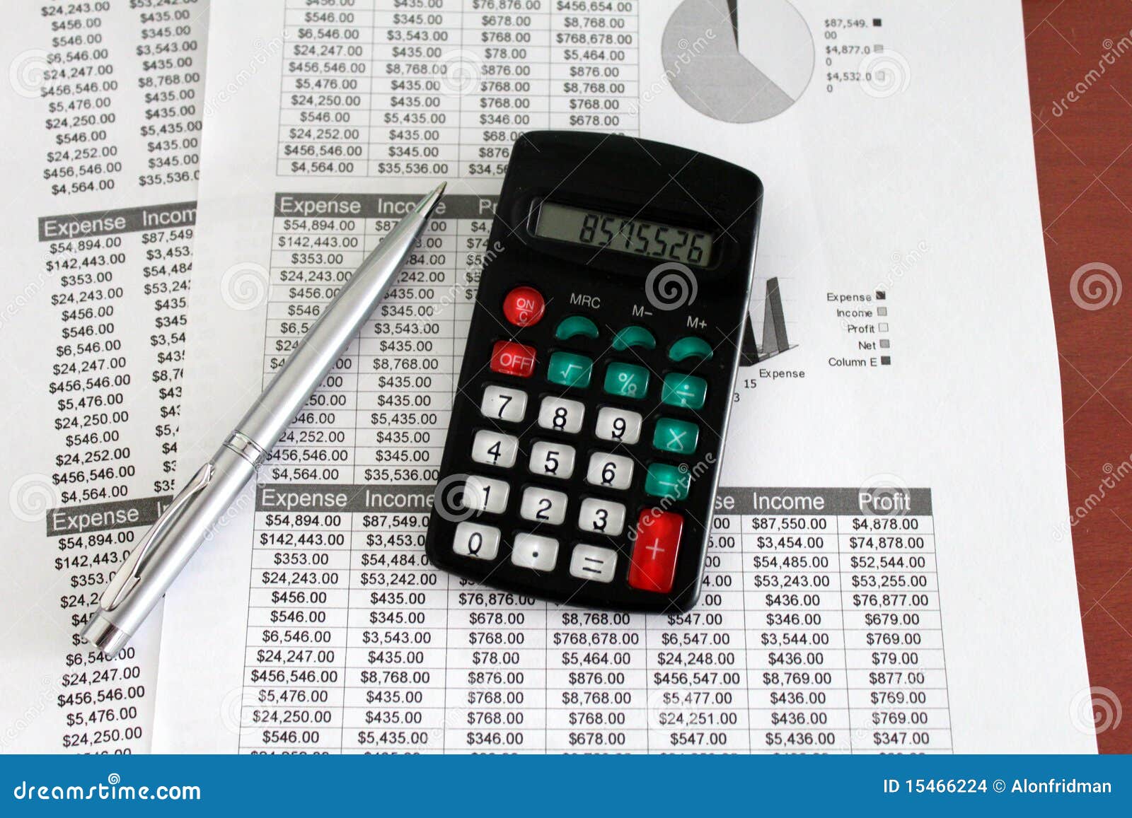 Calculator and Balance Sheets Stock Photo - Image of cents, computer ...