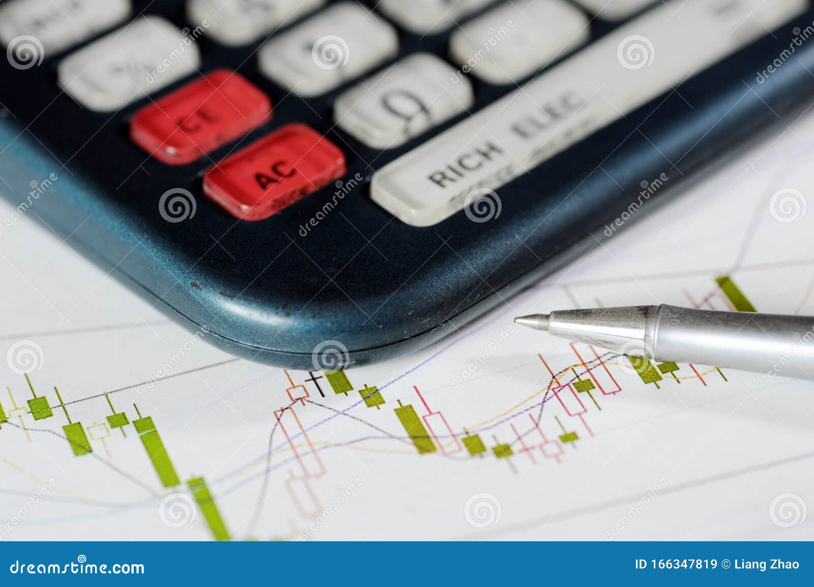 Calculator, Ball-point Pen, and Data Analysis Chart Stock Image - Image ...