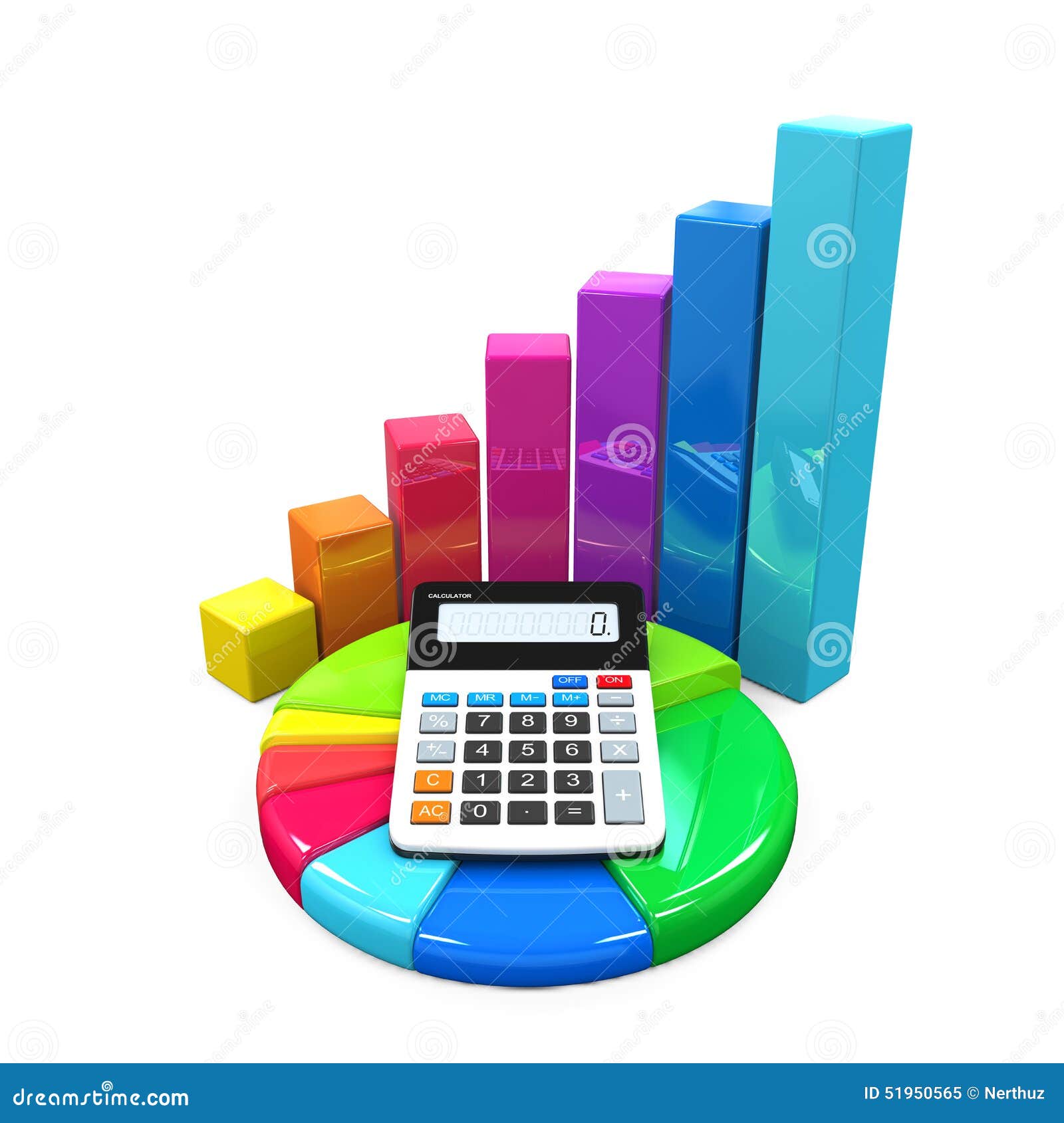 Calculator with Bar Graph and Pie Chart Stock Illustration ...