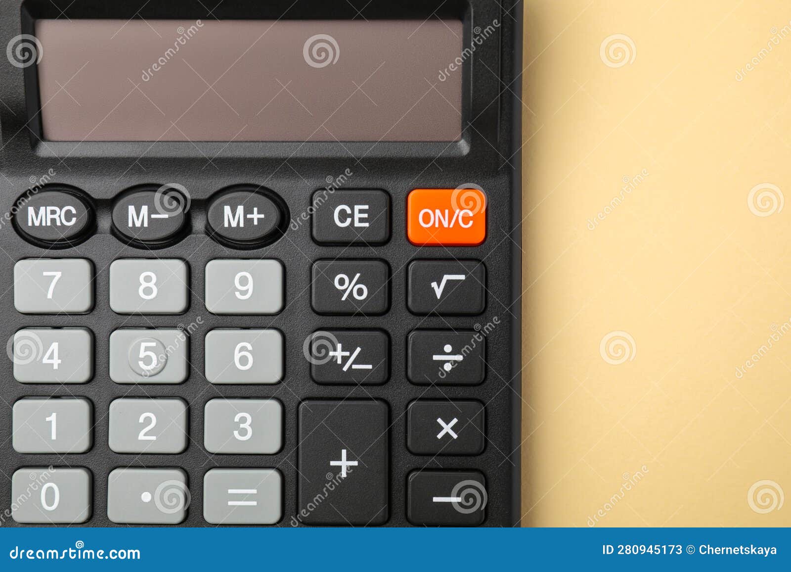 Calculator on Beige Background, Top View. Office Equipment Stock Image ...