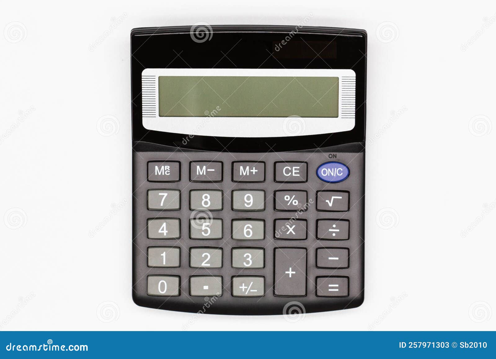 Calculator with Big Buttons with Empty Digital Screen on a White ...