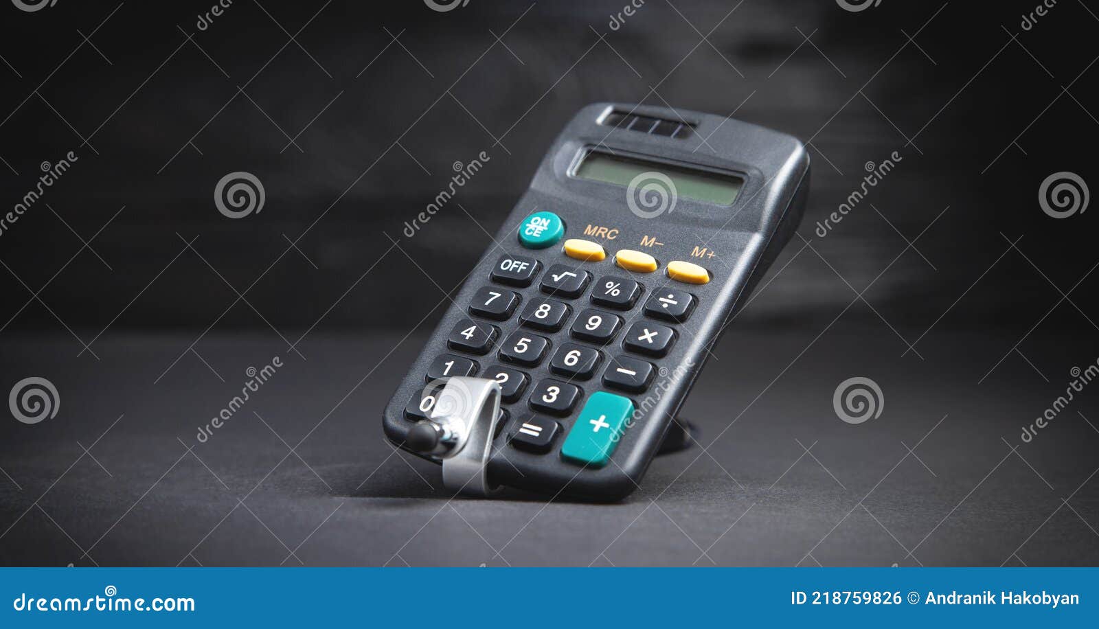 Calculator on the Black Background Stock Photo - Image of finance ...