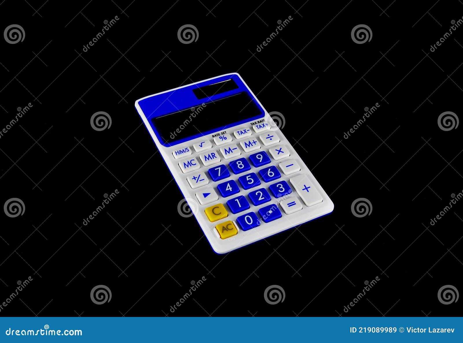 Calculator on Black Background Close Up. Business, Electronics, Office ...