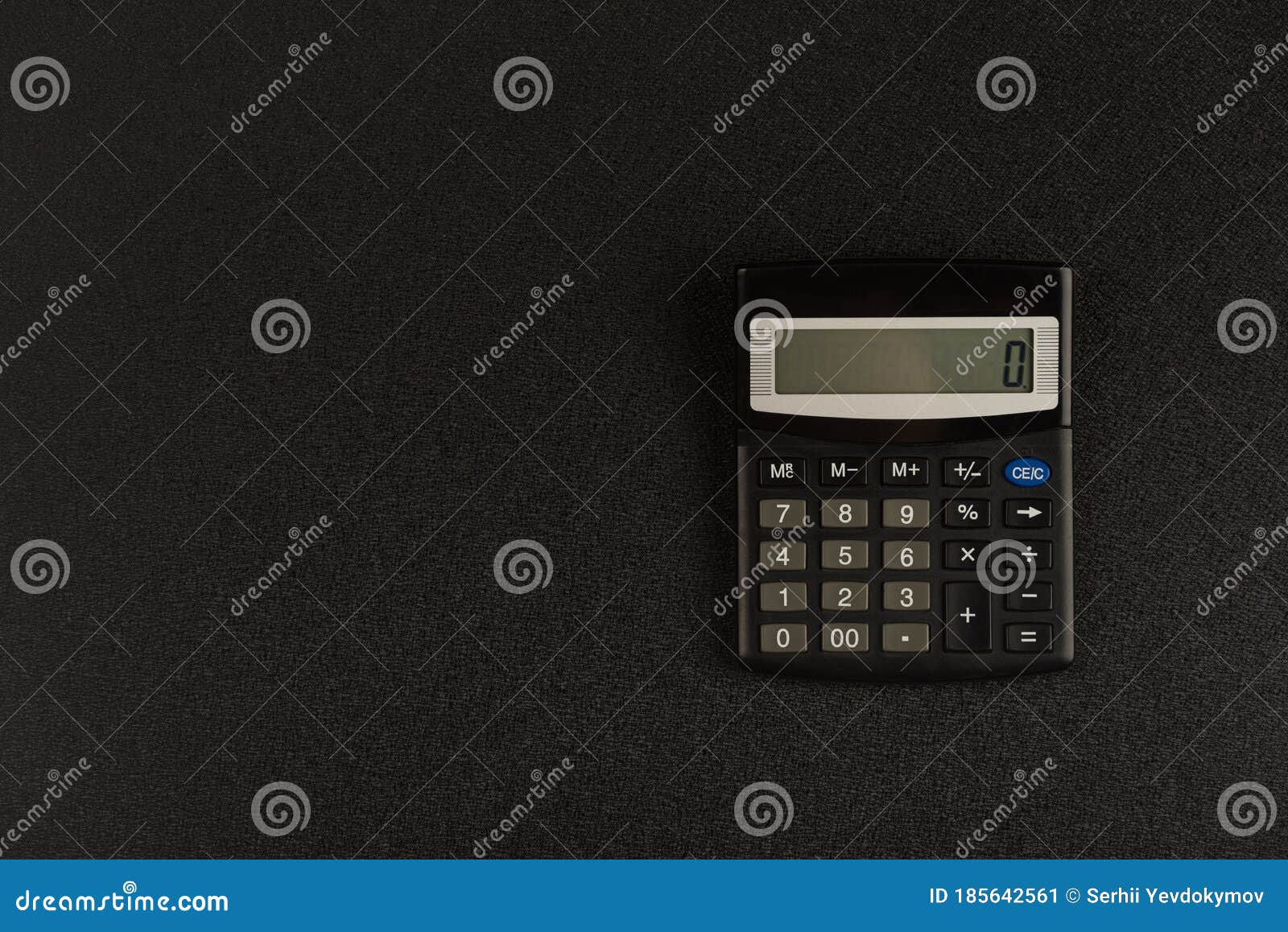 Calculator on Black Background. Top View. Calculations, Accounting ...