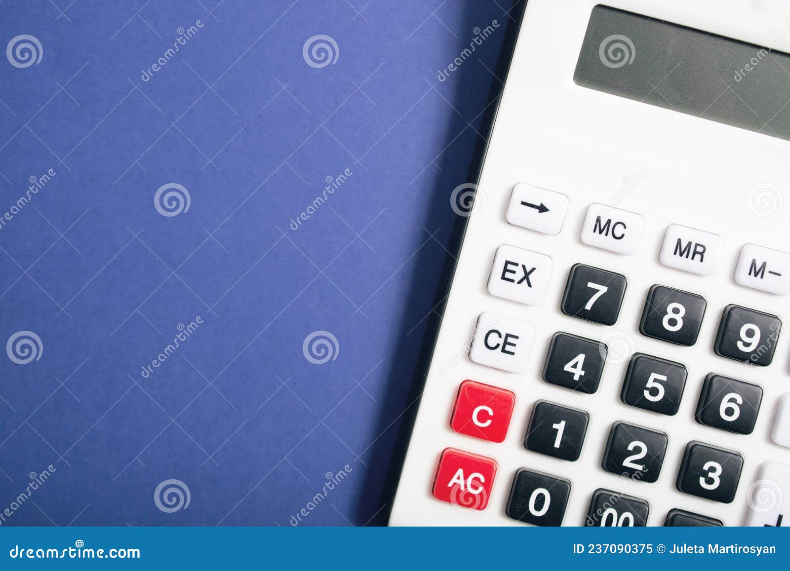 Calculator on a Blue Background Stock Image - Image of button ...