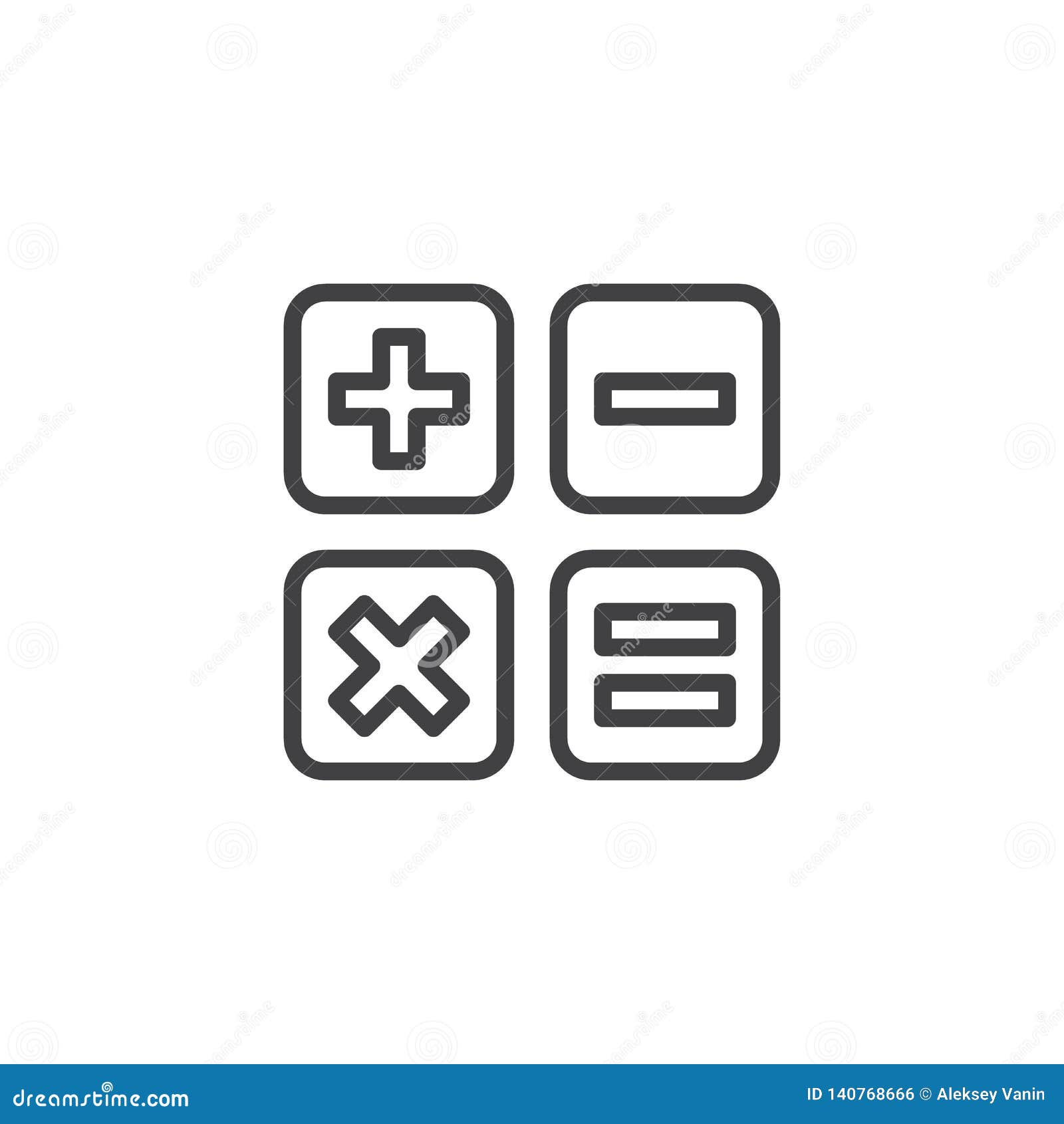 Calculator Buttons Line Icon Stock Vector - Illustration of financial ...