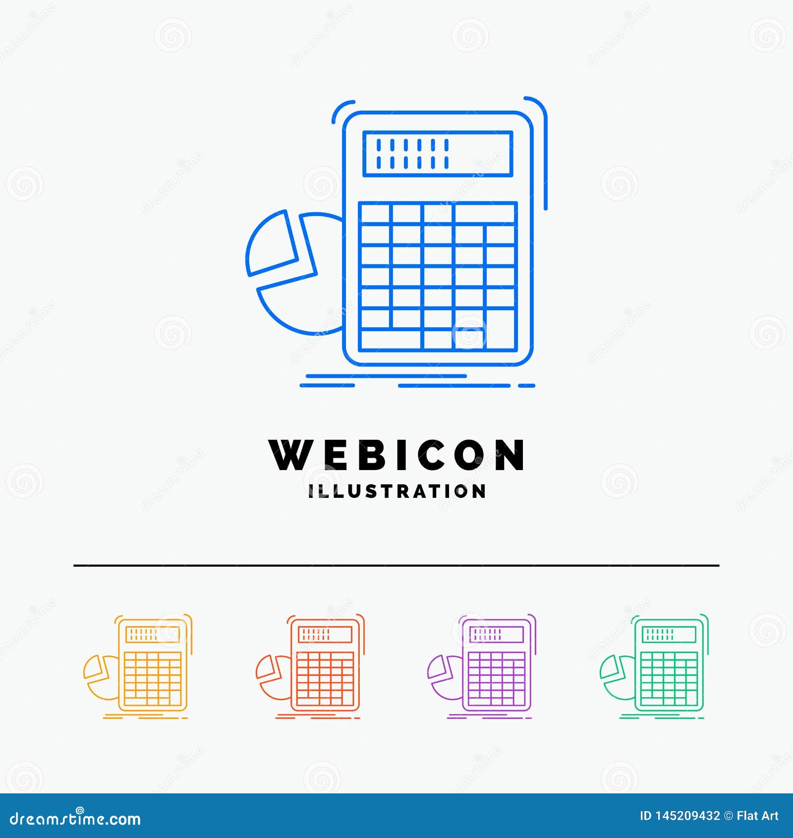Calculator, Calculation, Math, Progress, Graph 5 Color Line Web Icon ...