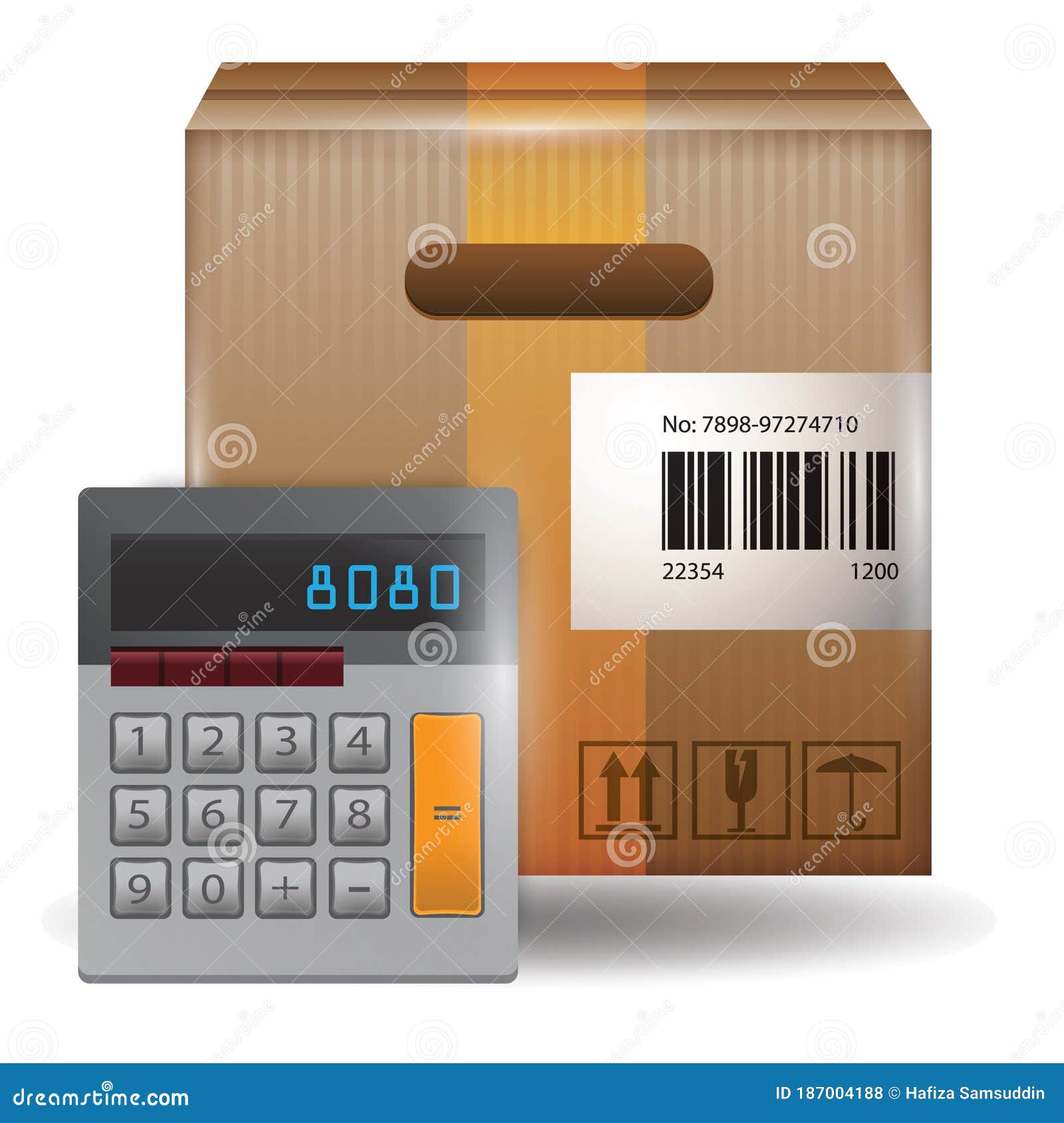 Calculator with Cardboard Box. Vector Illustration Decorative Design ...