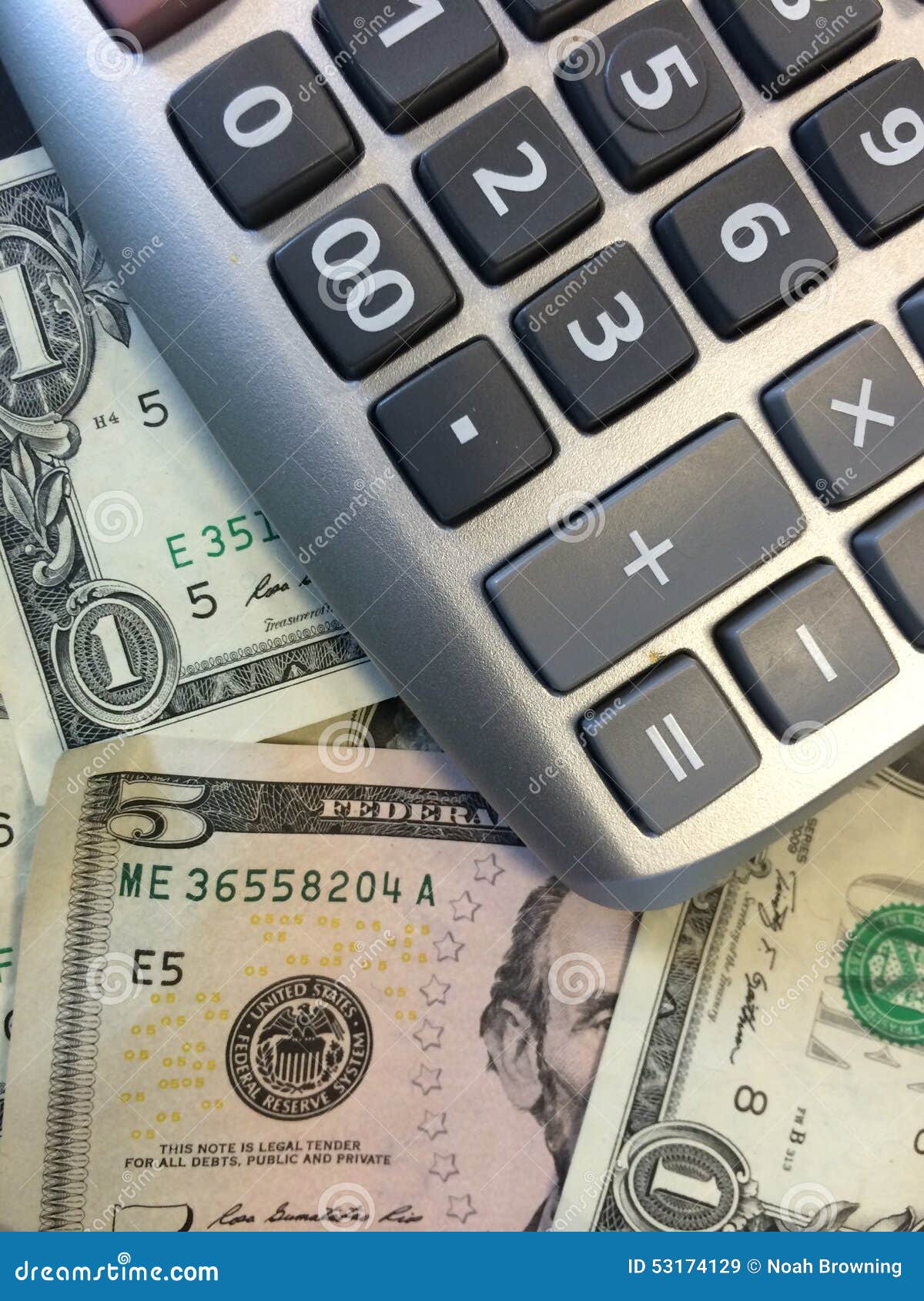Calculator and cash II stock image. Image of sitting - 53174129