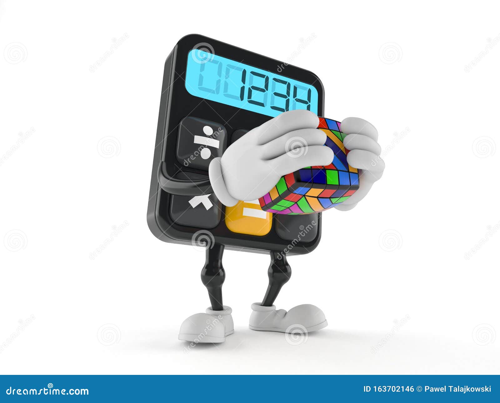 Calculator Character Solving Puzzle Stock Illustration - Illustration ...