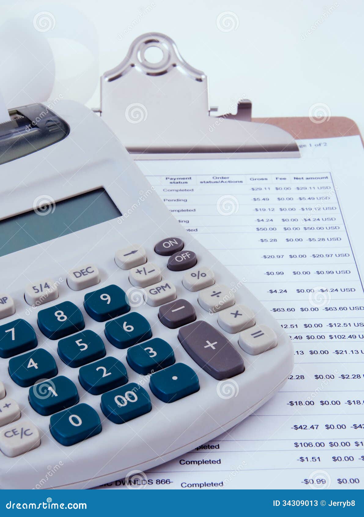 Calculator and Clip Board stock image. Image of numbers - 34309013