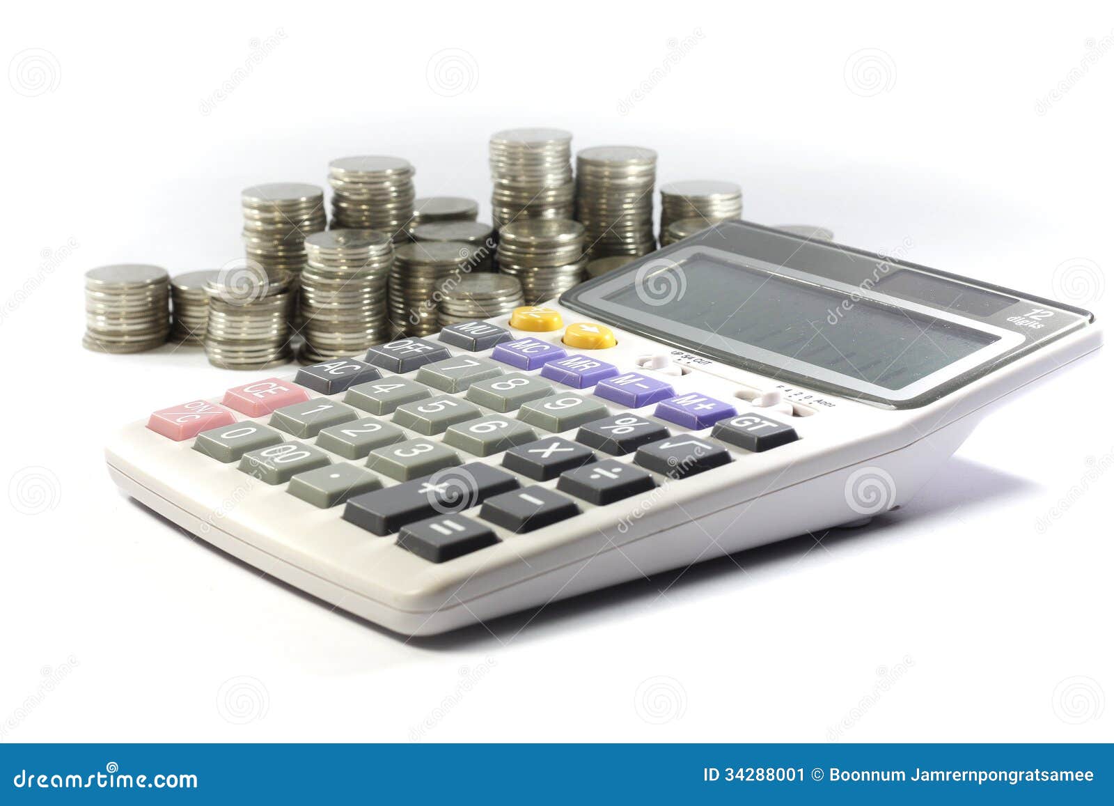 Calculator with coin stock image. Image of graph, coin - 34288001