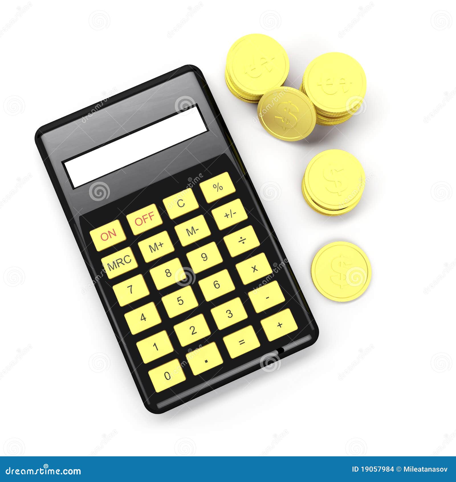 Calculator and coins stock illustration. Illustration of mathematical ...