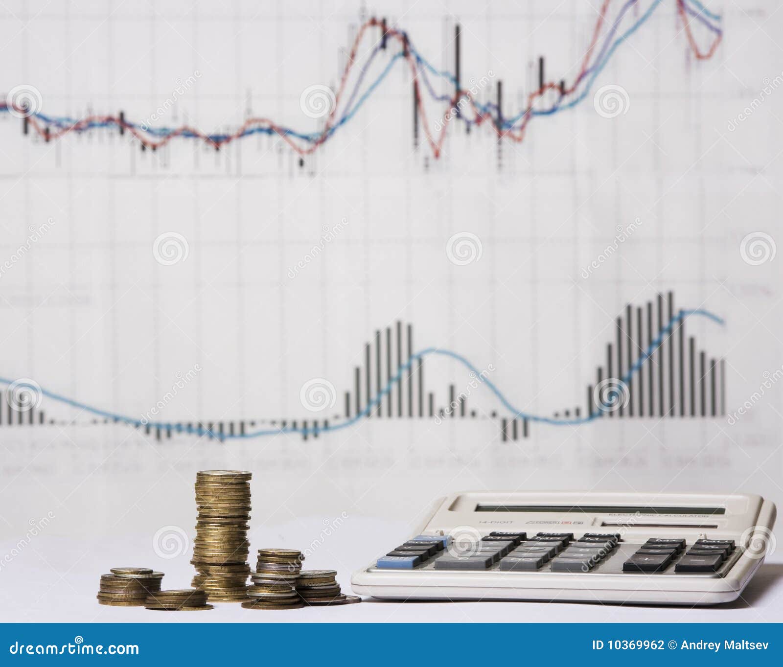 Calculator, Coins and Economic Graph Stock Photo - Image of diagram ...