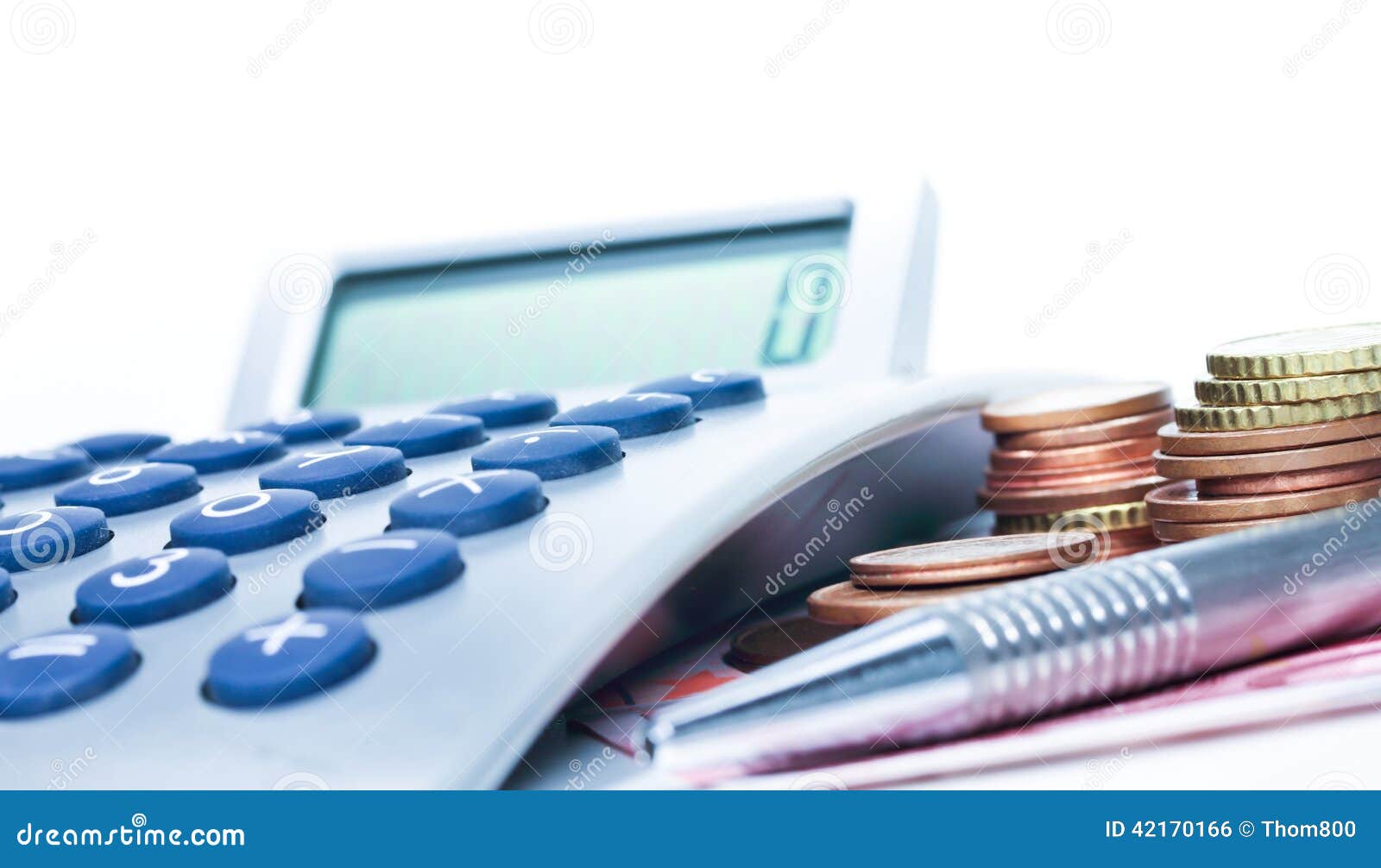Calculator and coins stock photo. Image of report, folder - 42170166