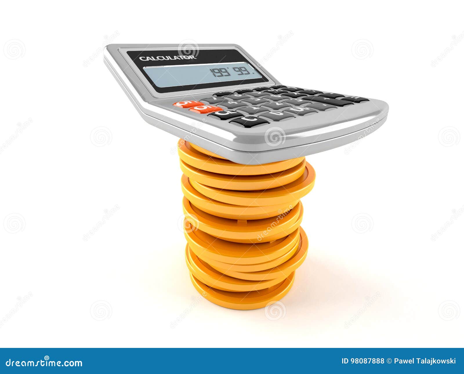 Calculator with coins stock illustration. Illustration of education ...