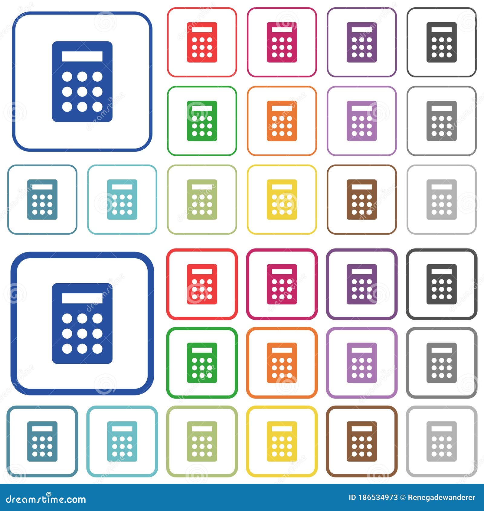 Calculator Color Outlined Flat Icons Stock Vector - Illustration of ...