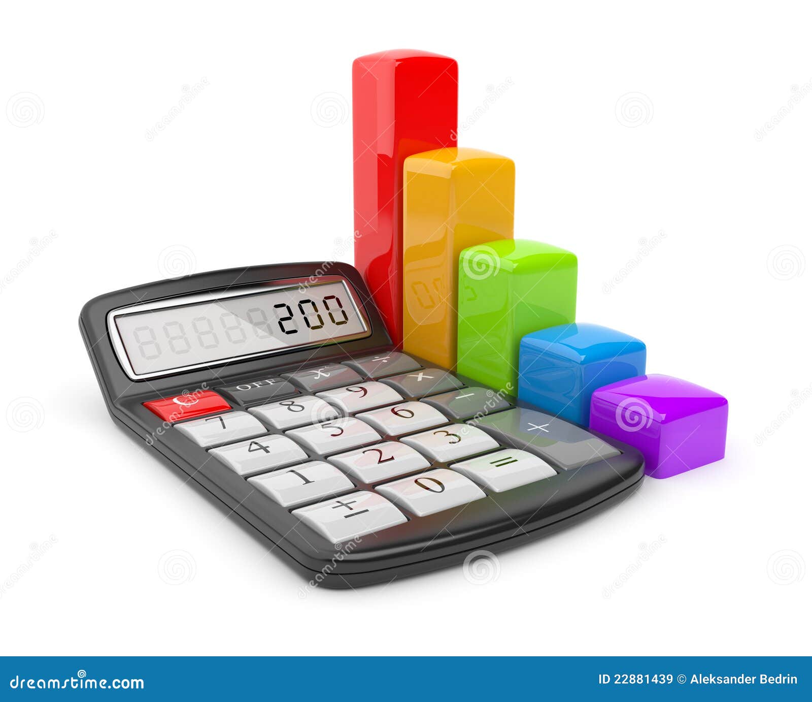 Calculator and Colorful Business Chart. Icon 3D Stock Illustration ...