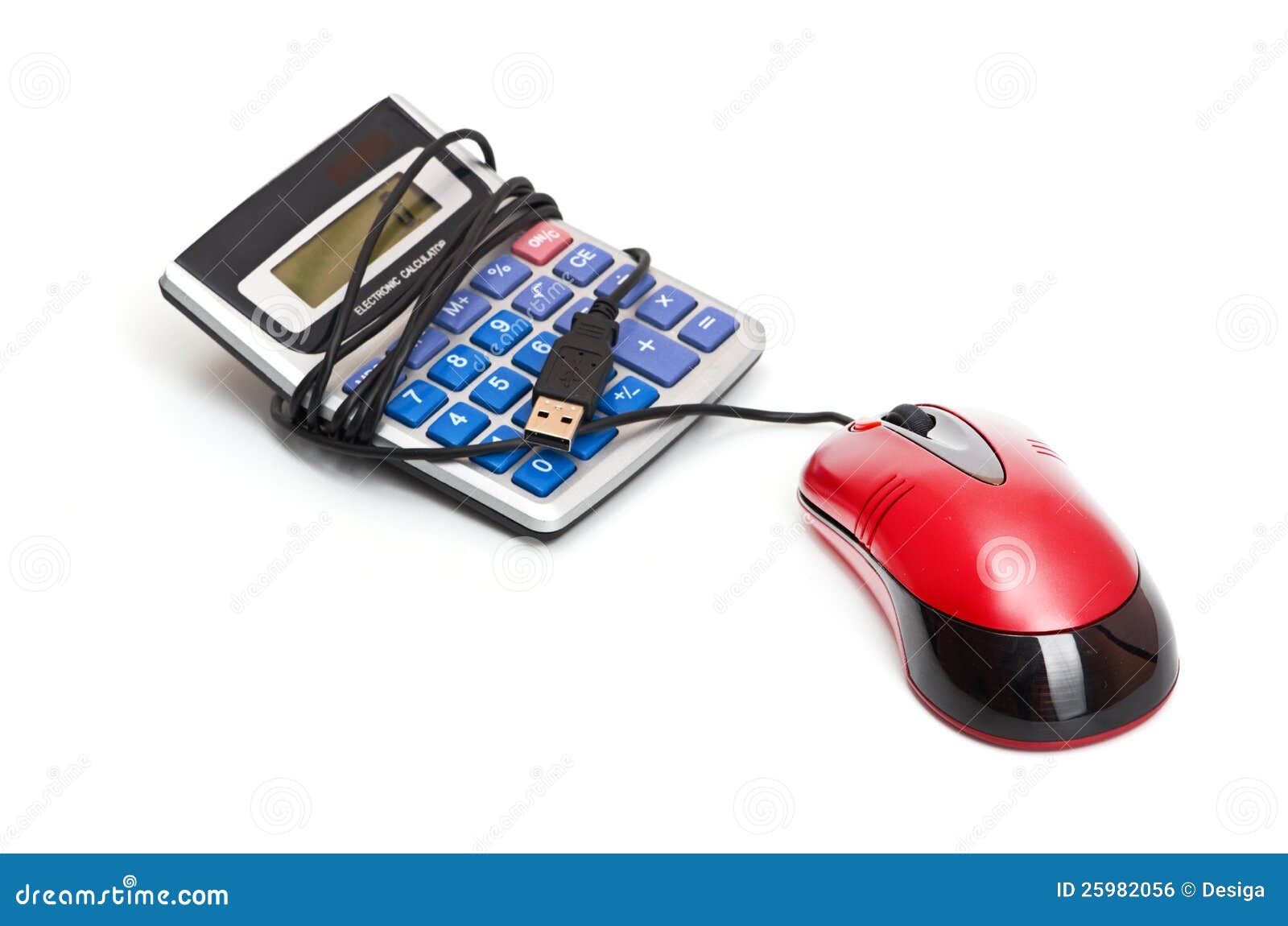 Calculator and Computer Mouse Stock Photo - Image of button, electronic ...