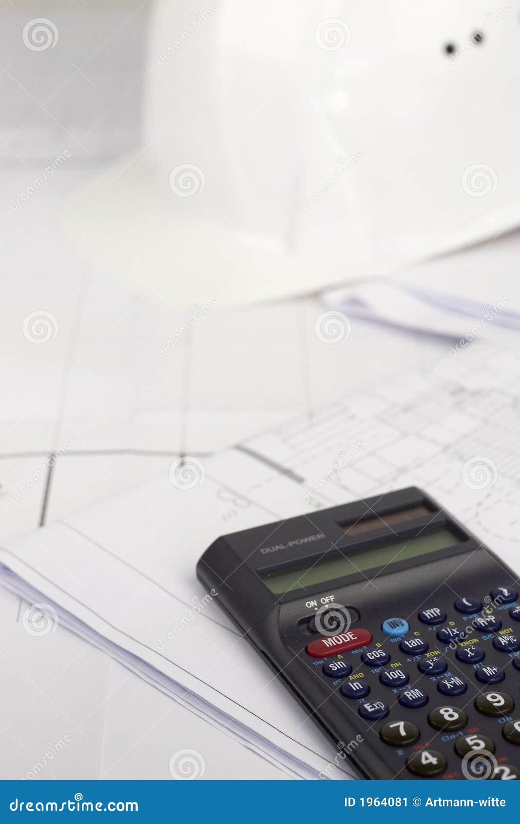 Calculator on Construction Plan Stock Image - Image of line, detail ...