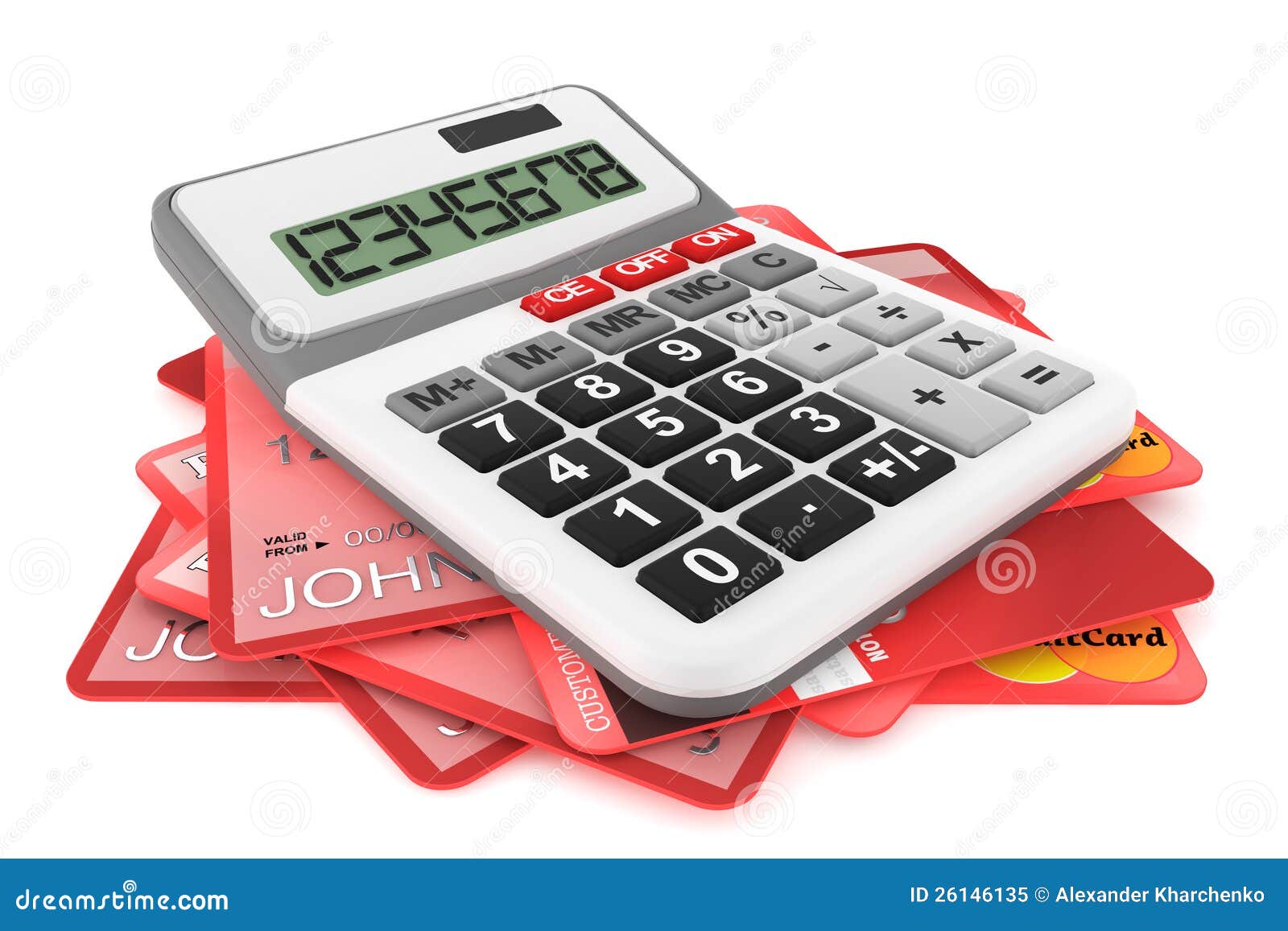 Calculator with Credit Cards Stock Illustration - Illustration of money ...