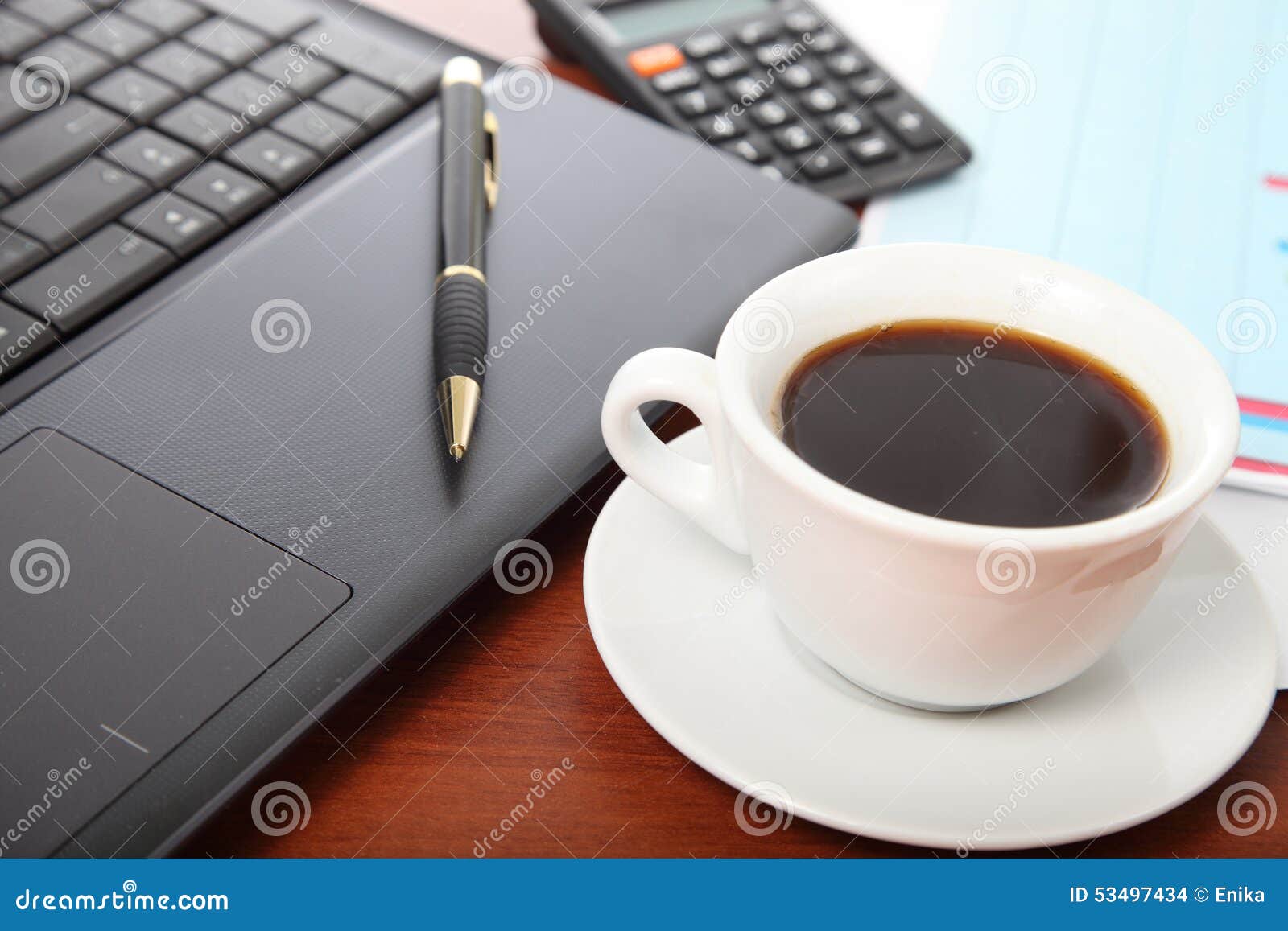 Calculator and Cup of Coffee on the Financial Documents Stock Photo ...