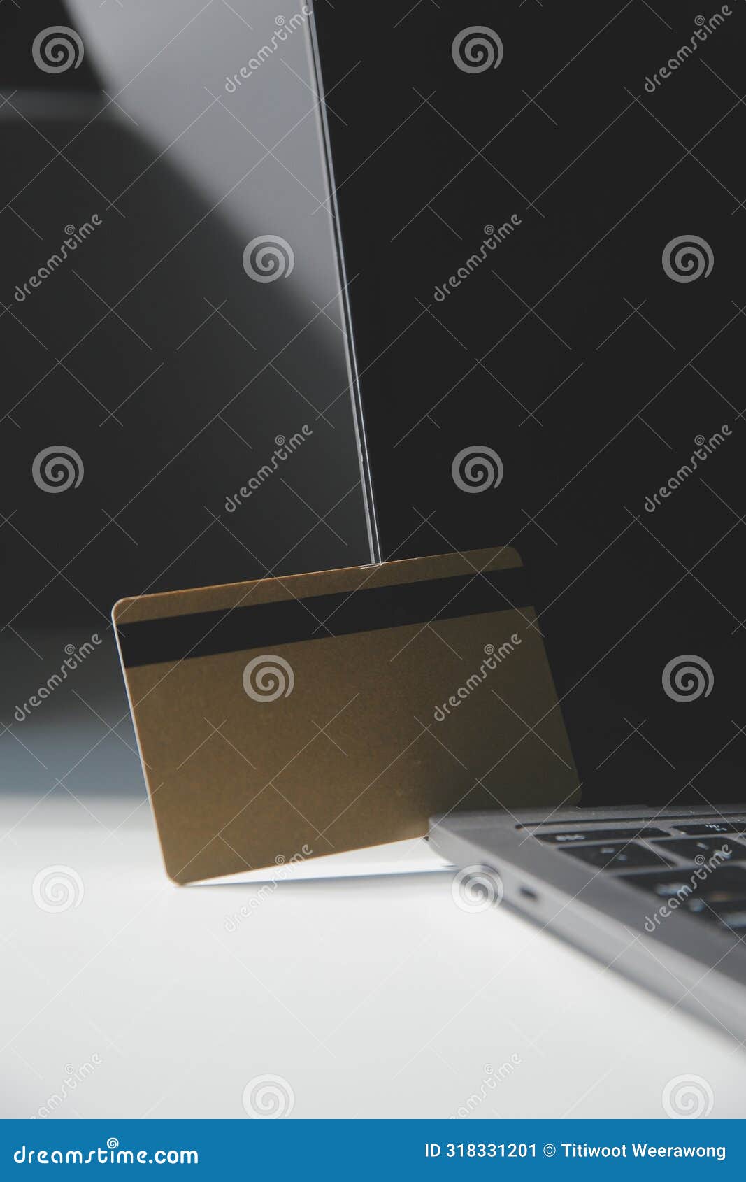 Calculator on a Dark Background, Plastic Cards and Banknotes Stock ...