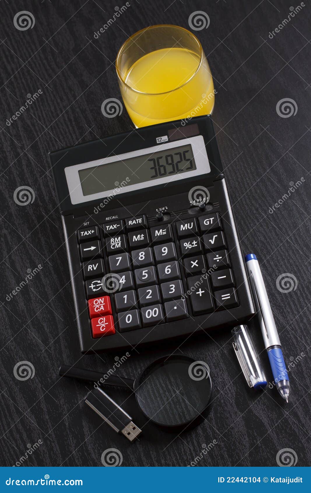 Calculator on desk stock photo. Image of glass, figure - 22442104