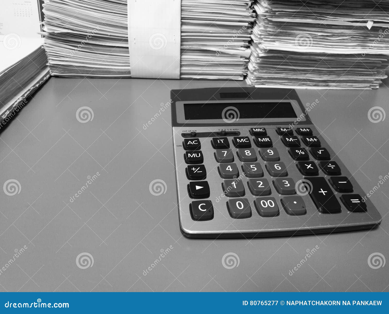 Calculator on the Desk in the Office . with Monochrome Style Stock ...