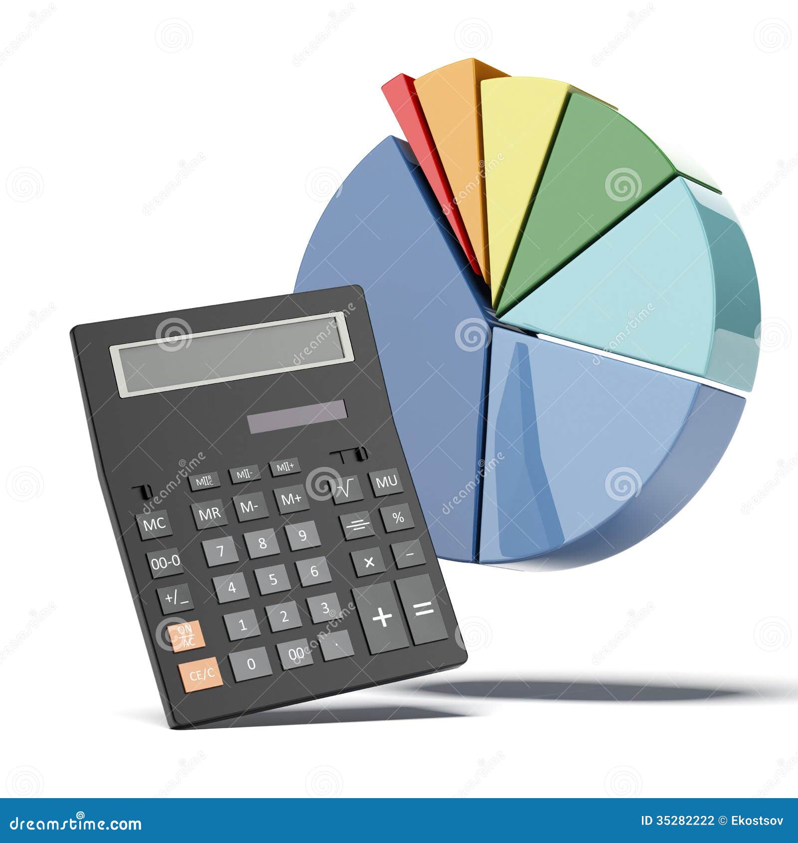 Calculator with diagram stock illustration. Illustration of display ...