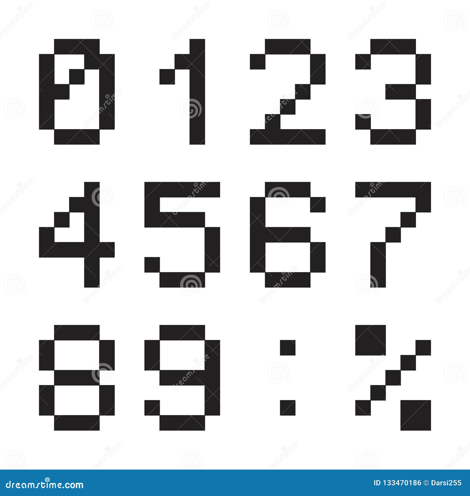 Calculator Digital Numbers, Terminal Table Led Font, Black Isolated on ...