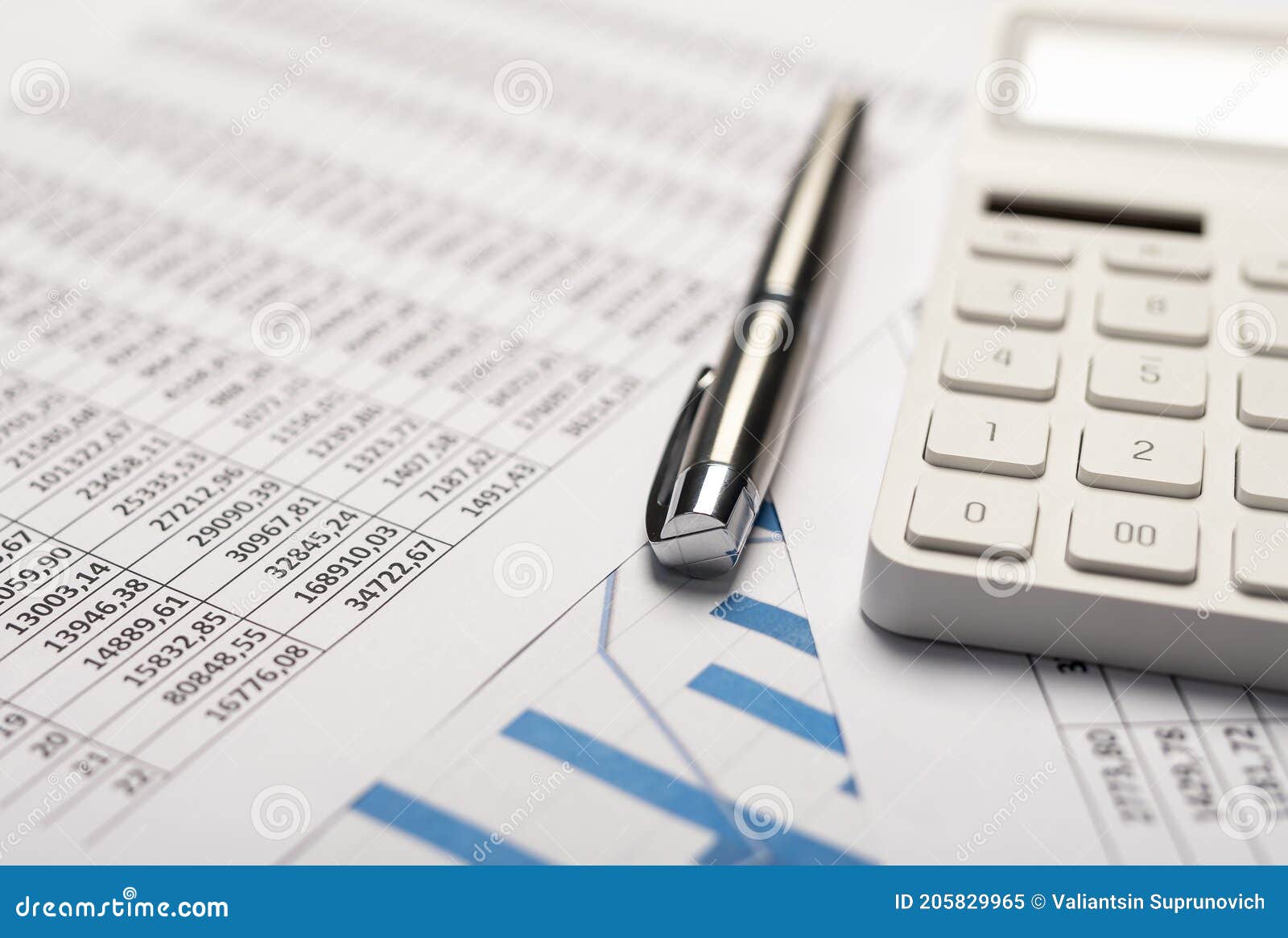 Calculator with Documents on Table Stock Image - Image of bookkeeping ...