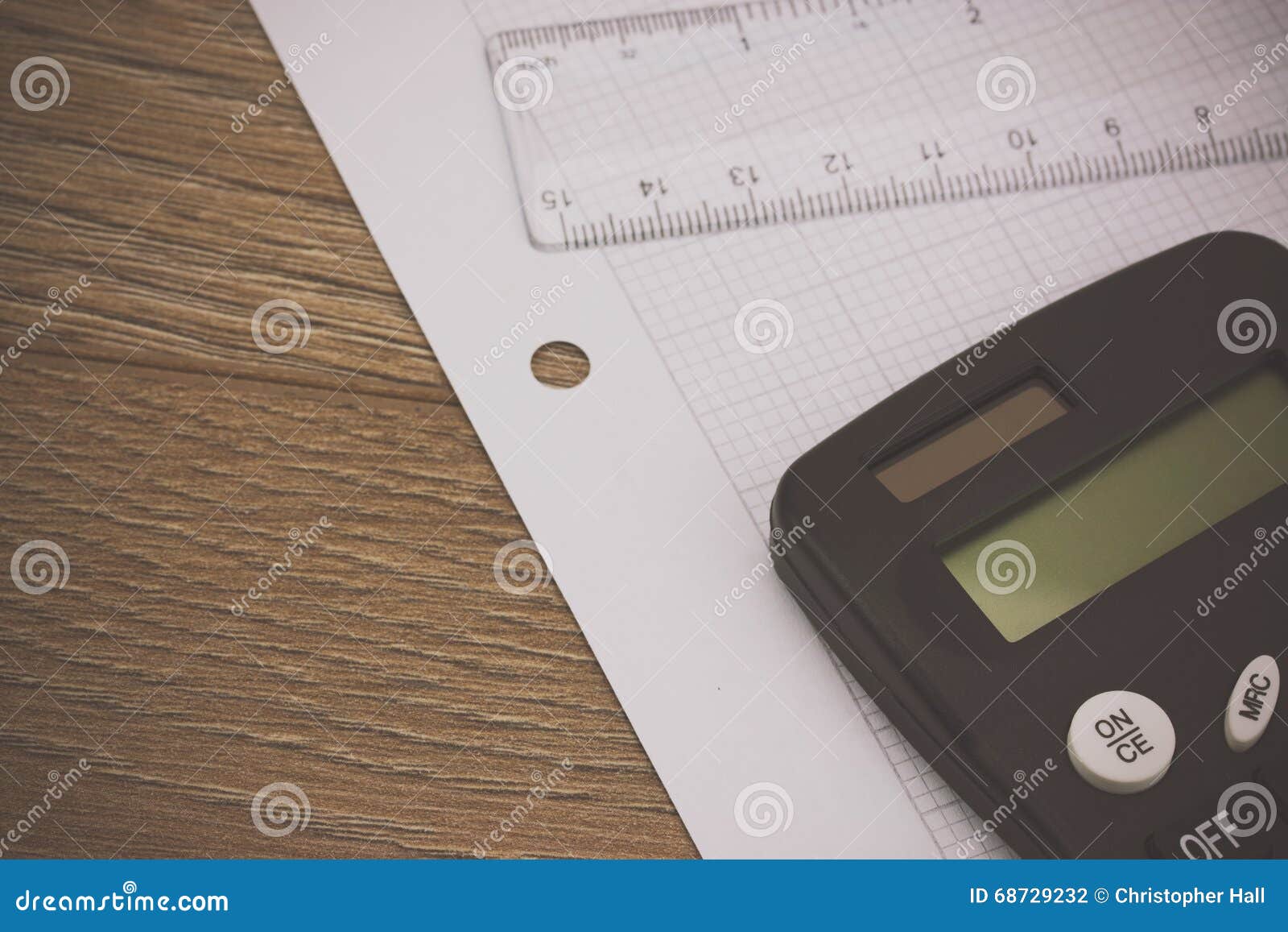 Calculator and Drawing Equipment and Graph Paper Stock Photo - Image of ...