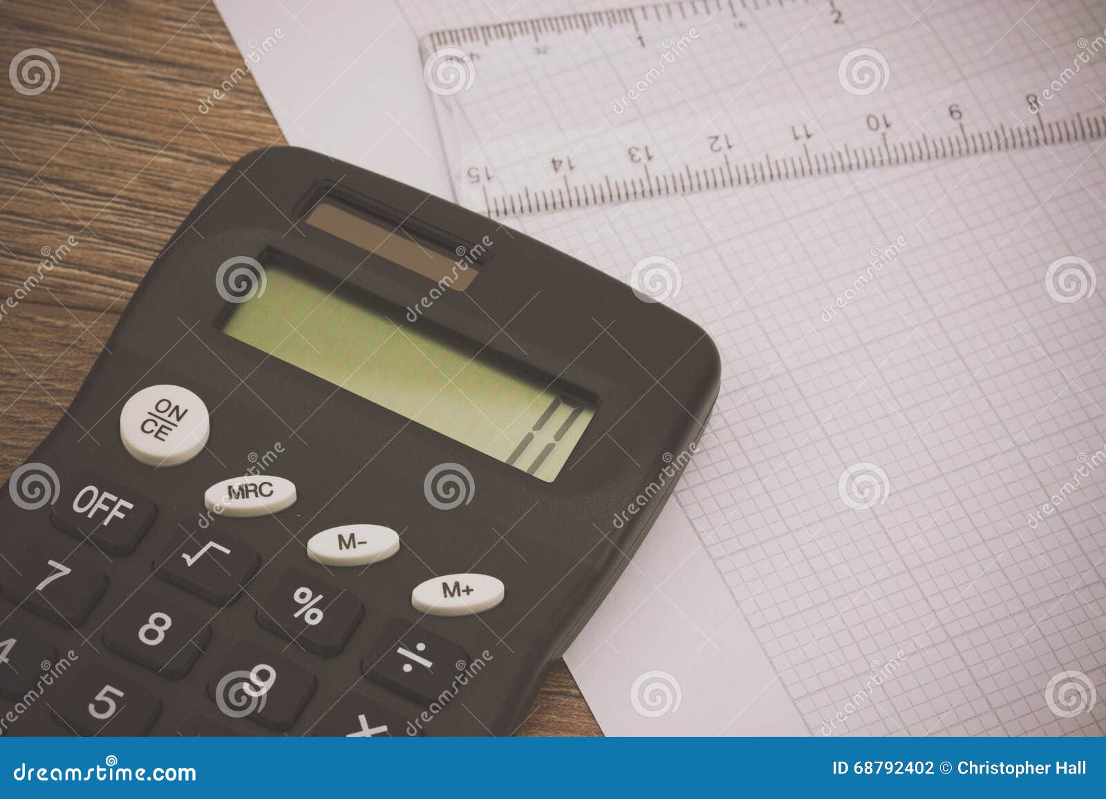 Calculator and Drawing Equipment and Graph Paper Stock Photo - Image of ...