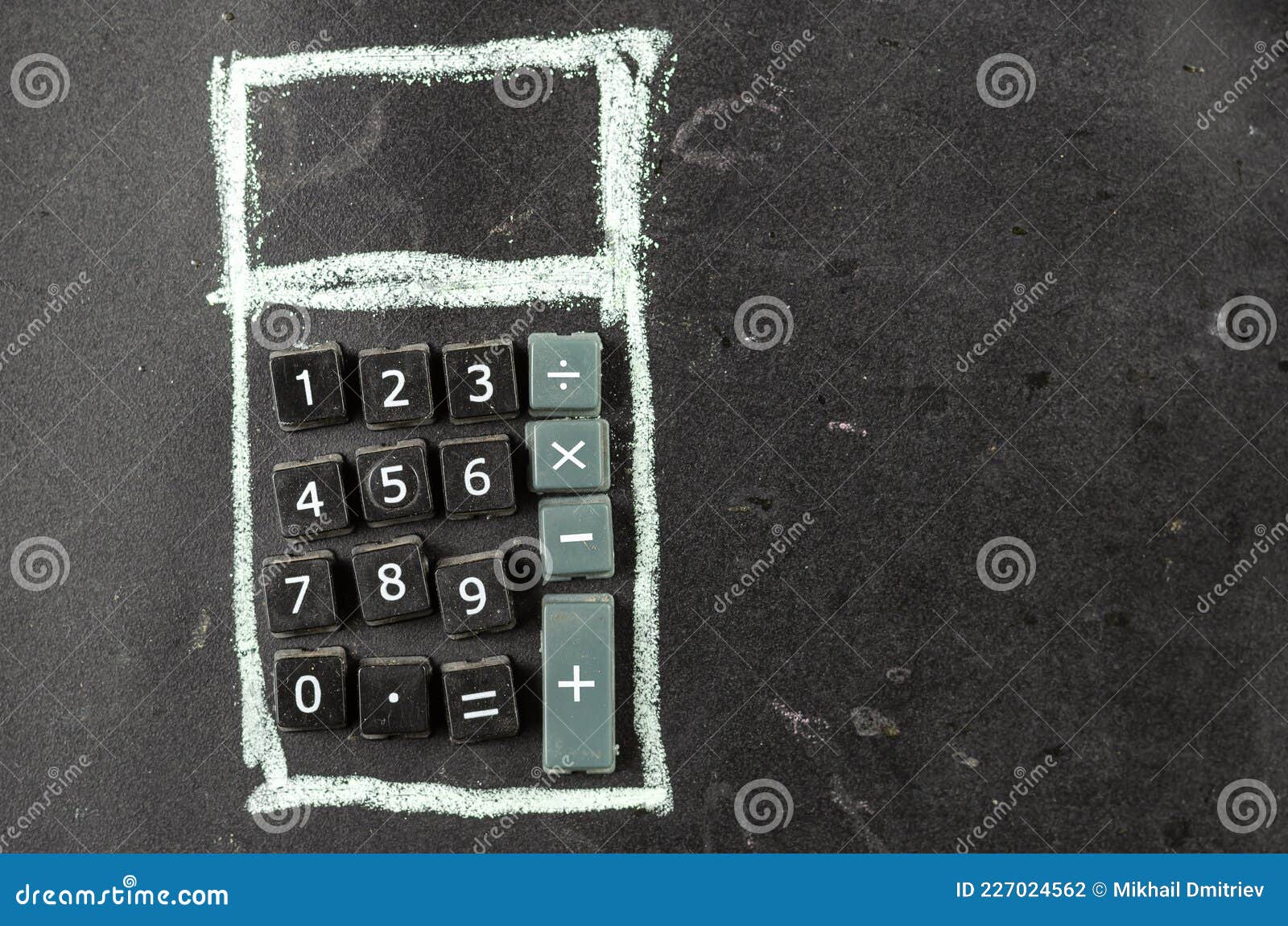 A Calculator is Drawn on a Chalkboard. Hand-drawn Calculator Sha Stock ...