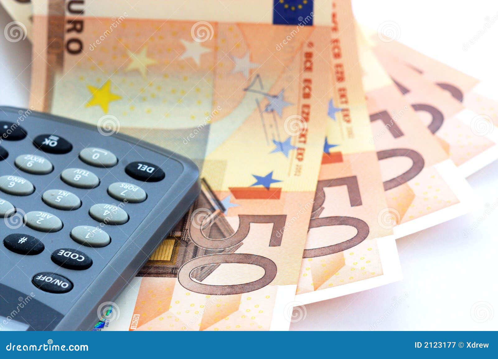 Calculator and Euro Banknotes Stock Image - Image of number, currency ...
