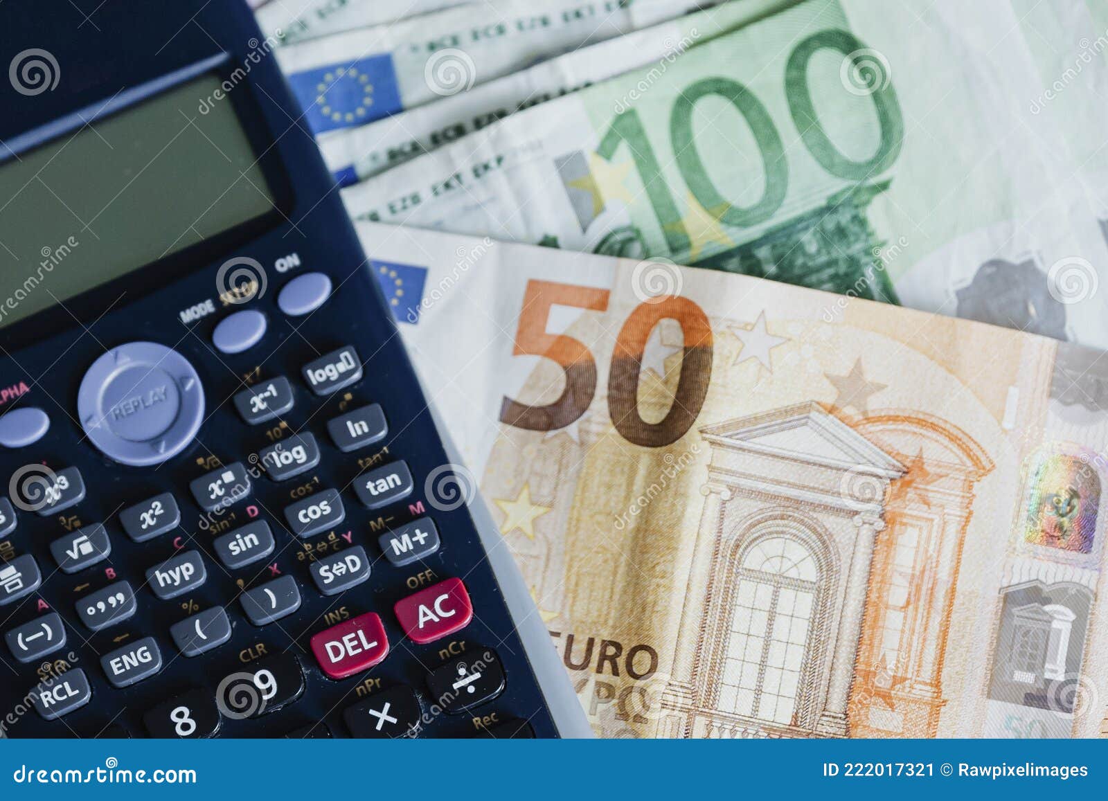 Calculator and Euro Banknotes on a Table Stock Image - Image of ...