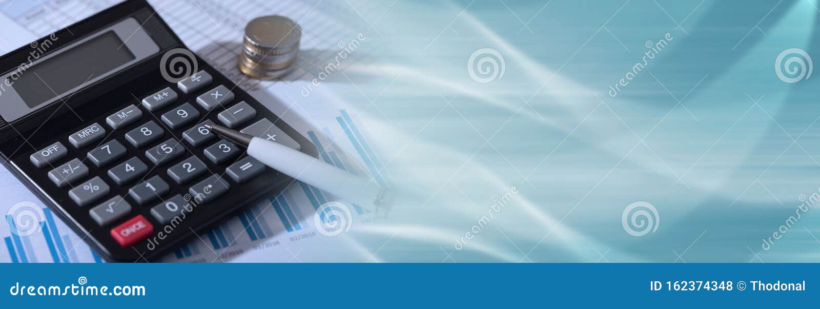 Calculator on Financial Documents, Accounting Concept; Panoramic Banner ...