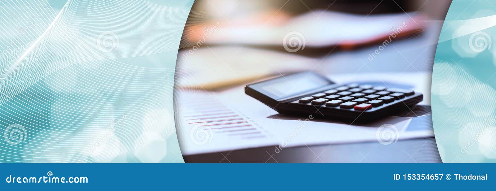 Calculator and Financial Documents; Panoramic Banner Stock Image ...
