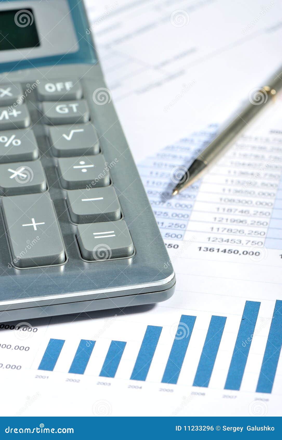 The Calculator and the Financial Report Stock Photo - Image of ...