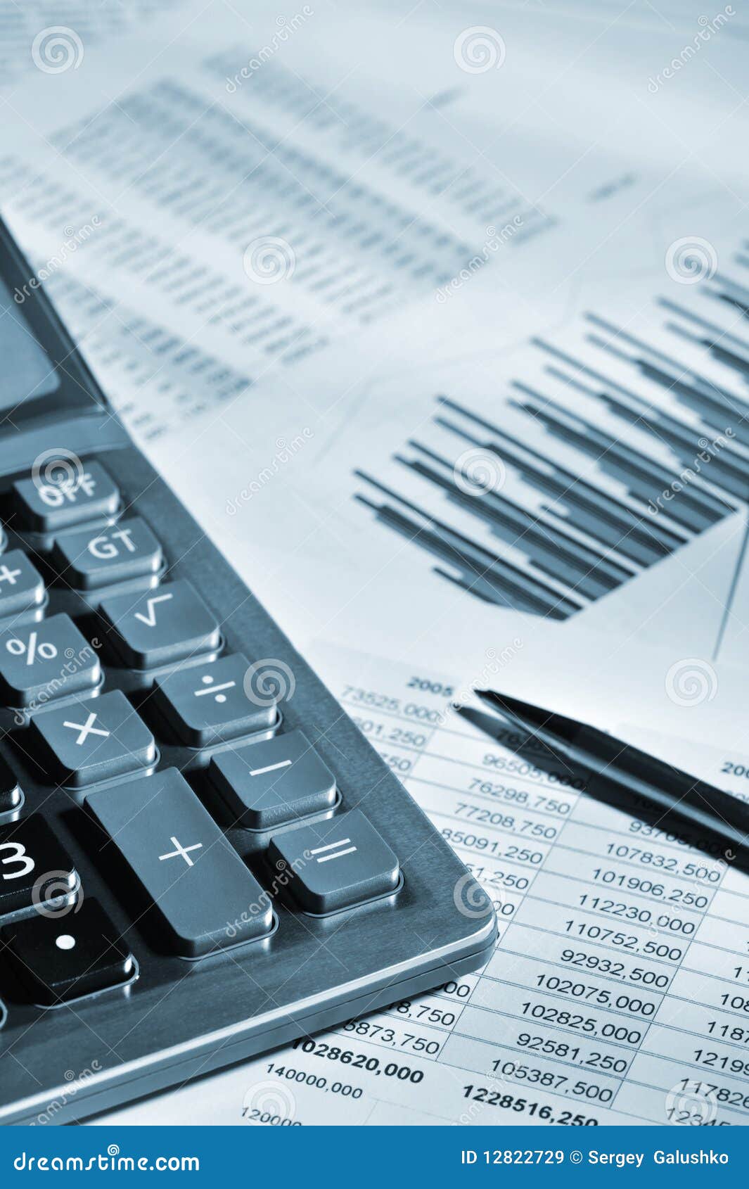 The Calculator and the Financial Report Stock Image - Image of bank ...