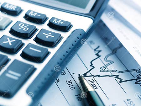 Calculator Financial Report Stock Photo - Image of analytical, graphs ...