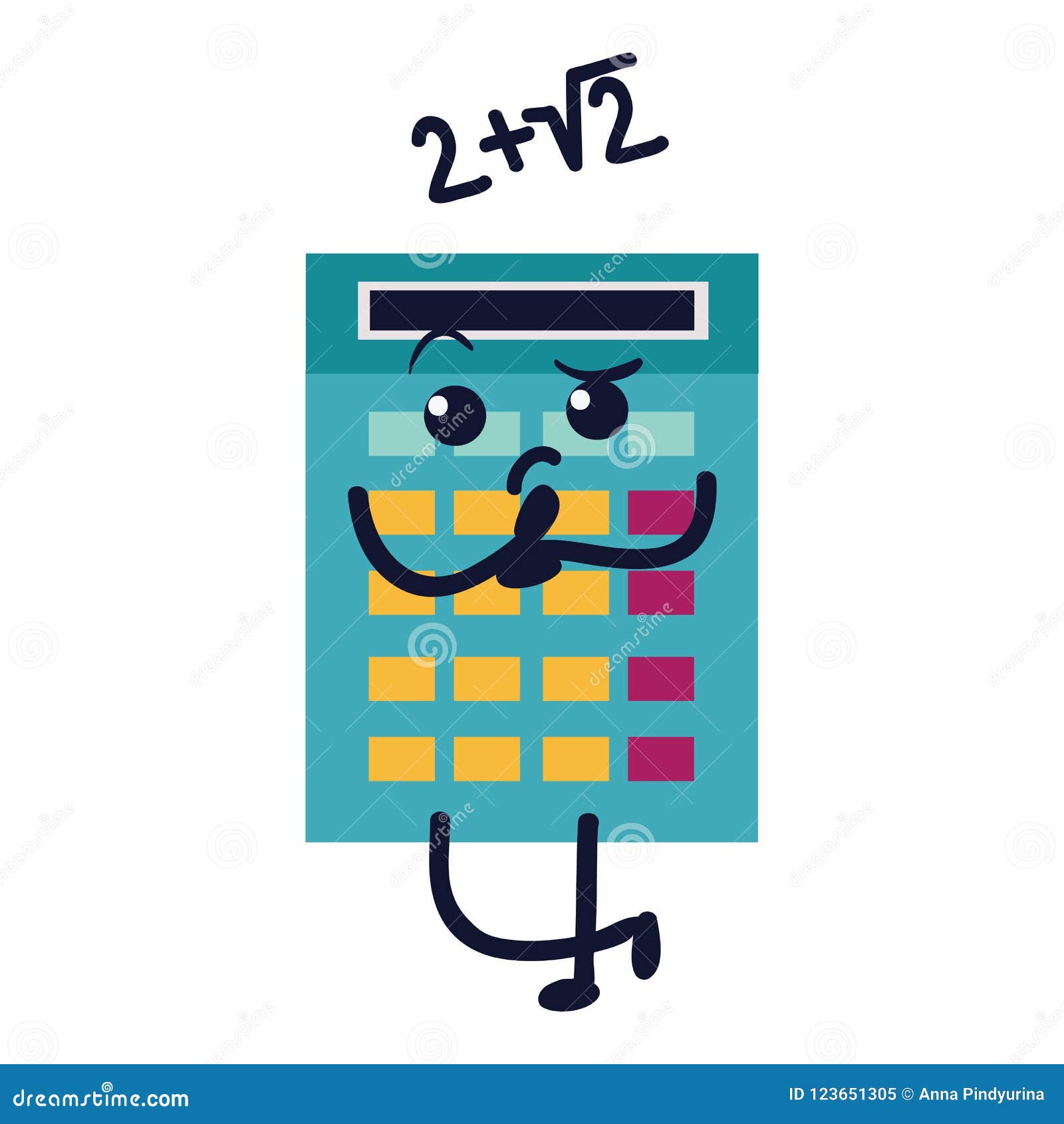 Calculator Flat Icon, Sad Numerator with Math Example and Colorful ...