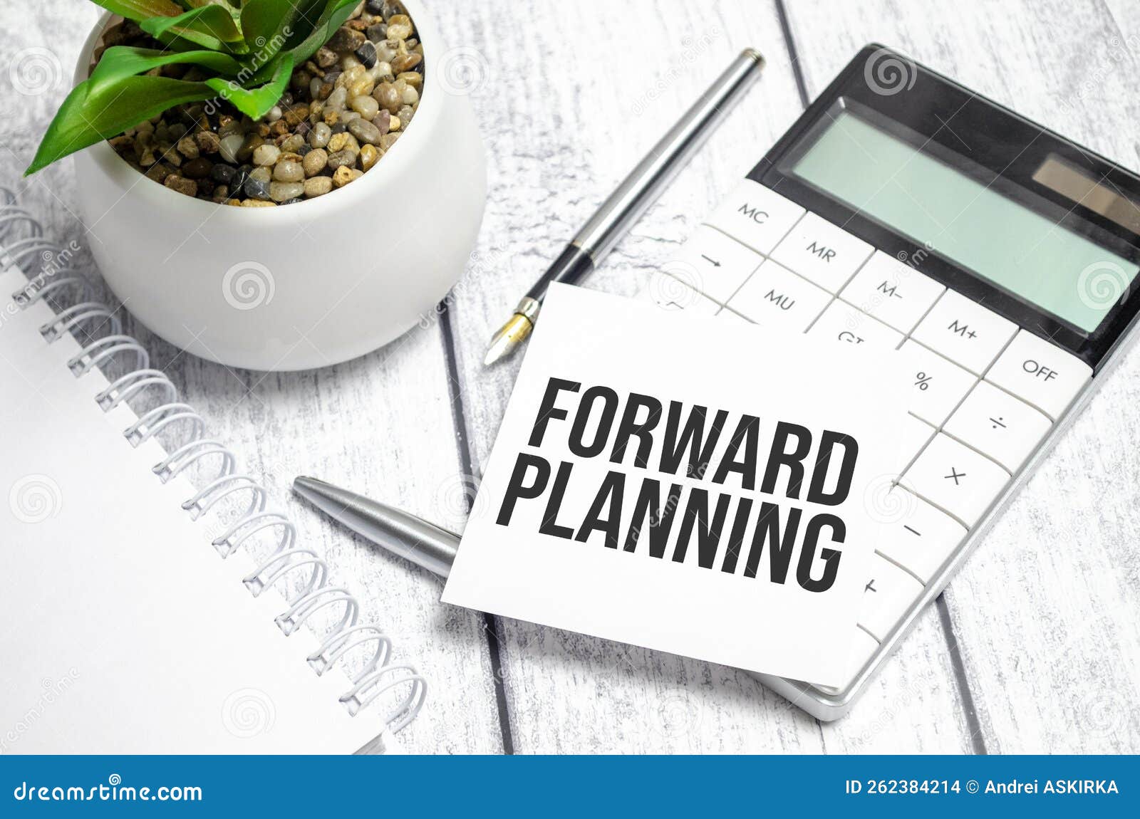 Calculator with Forward Planning Words on White Sticker Stock Photo ...