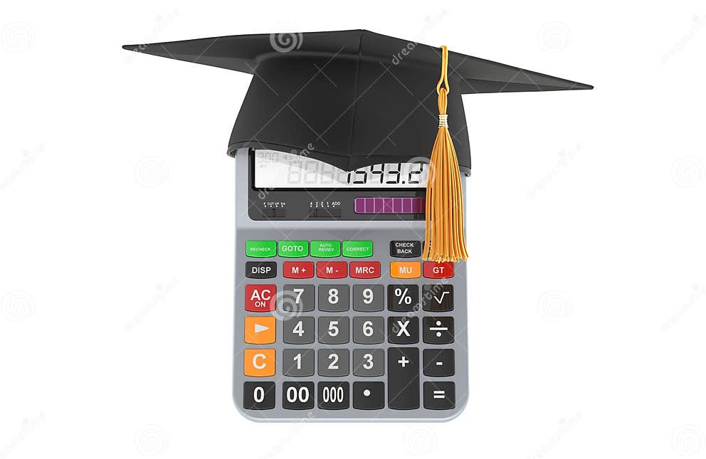 Calculator with Graduation Hat. 3D Rendering Stock Illustration ...