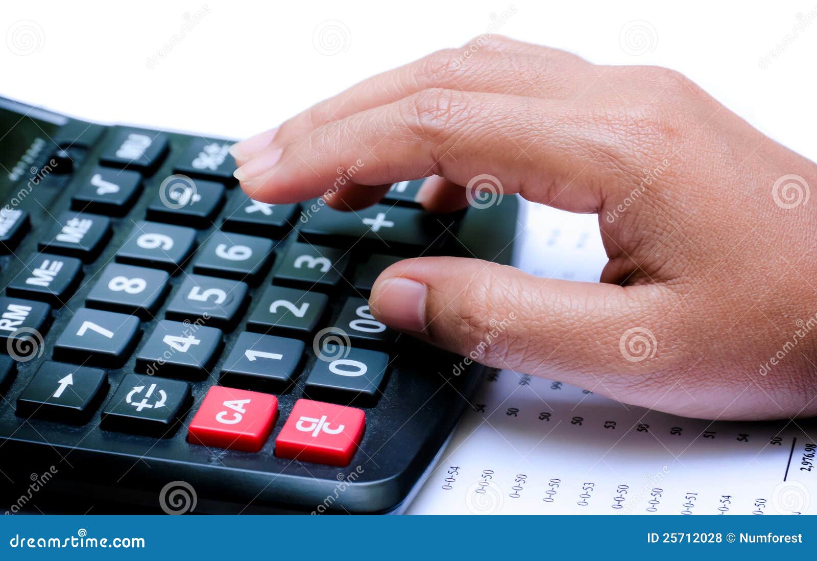 Calculator on hand stock photo. Image of press, calculating - 25712028
