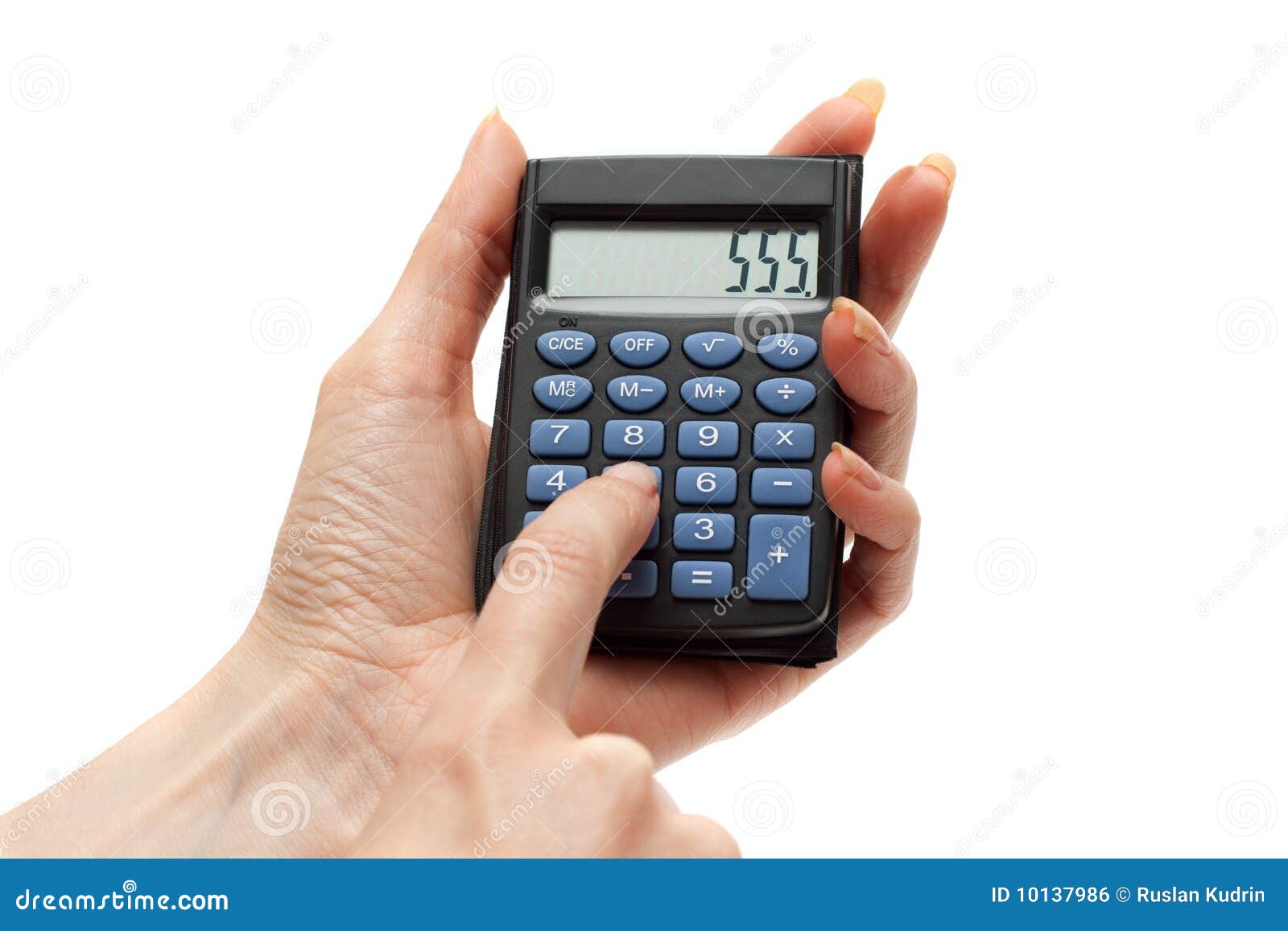 Calculator in hand 555 stock photo. Image of education - 10137986
